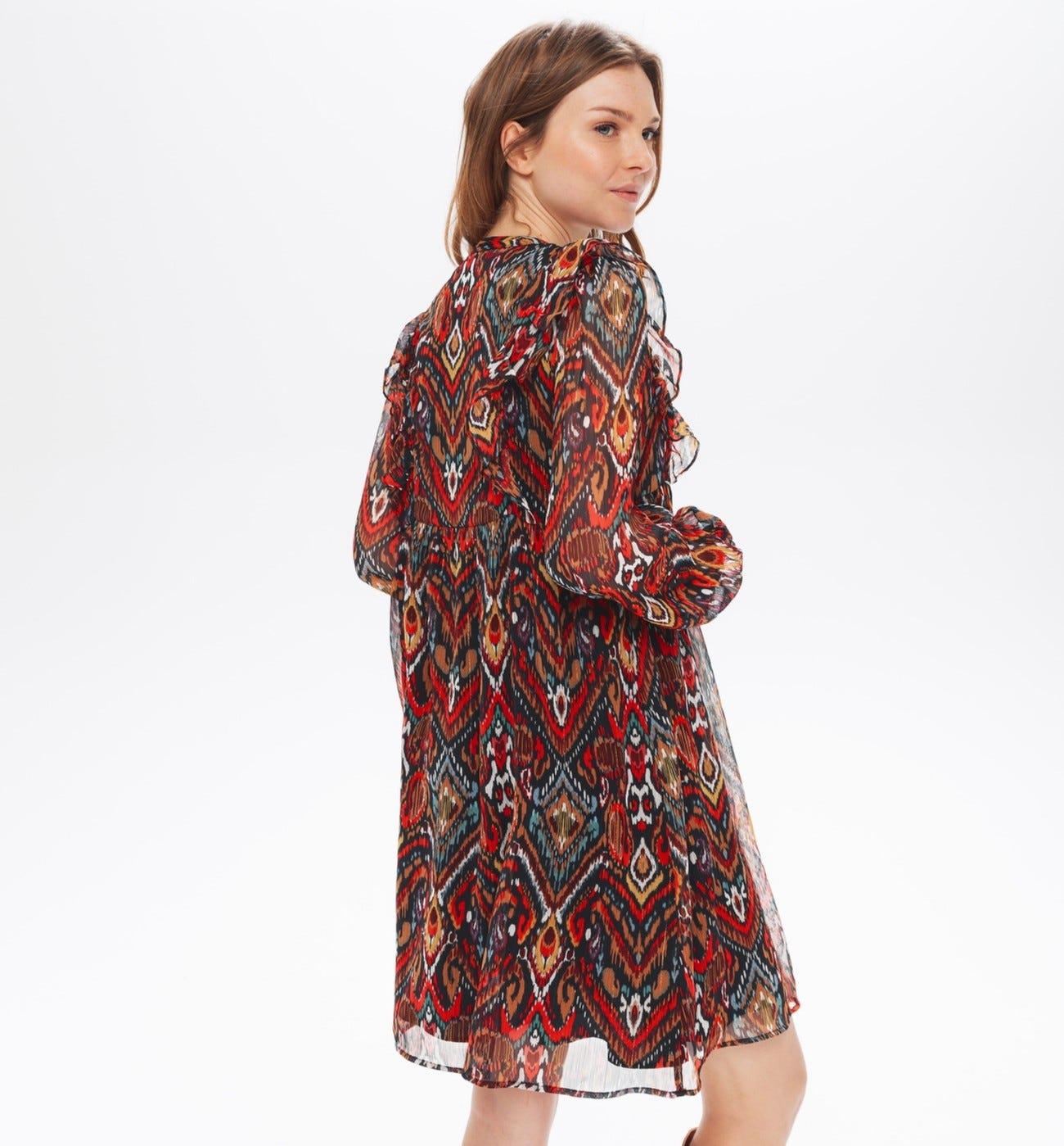 Patterned voile dress - Multicolour print