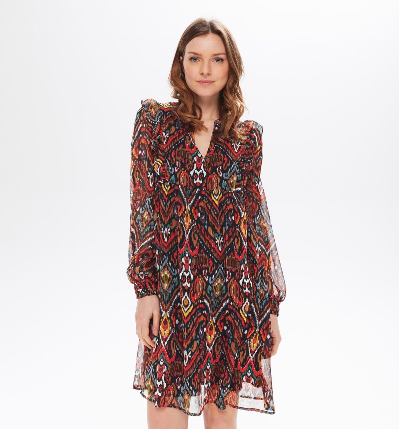 Patterned voile dress - Multicolour print