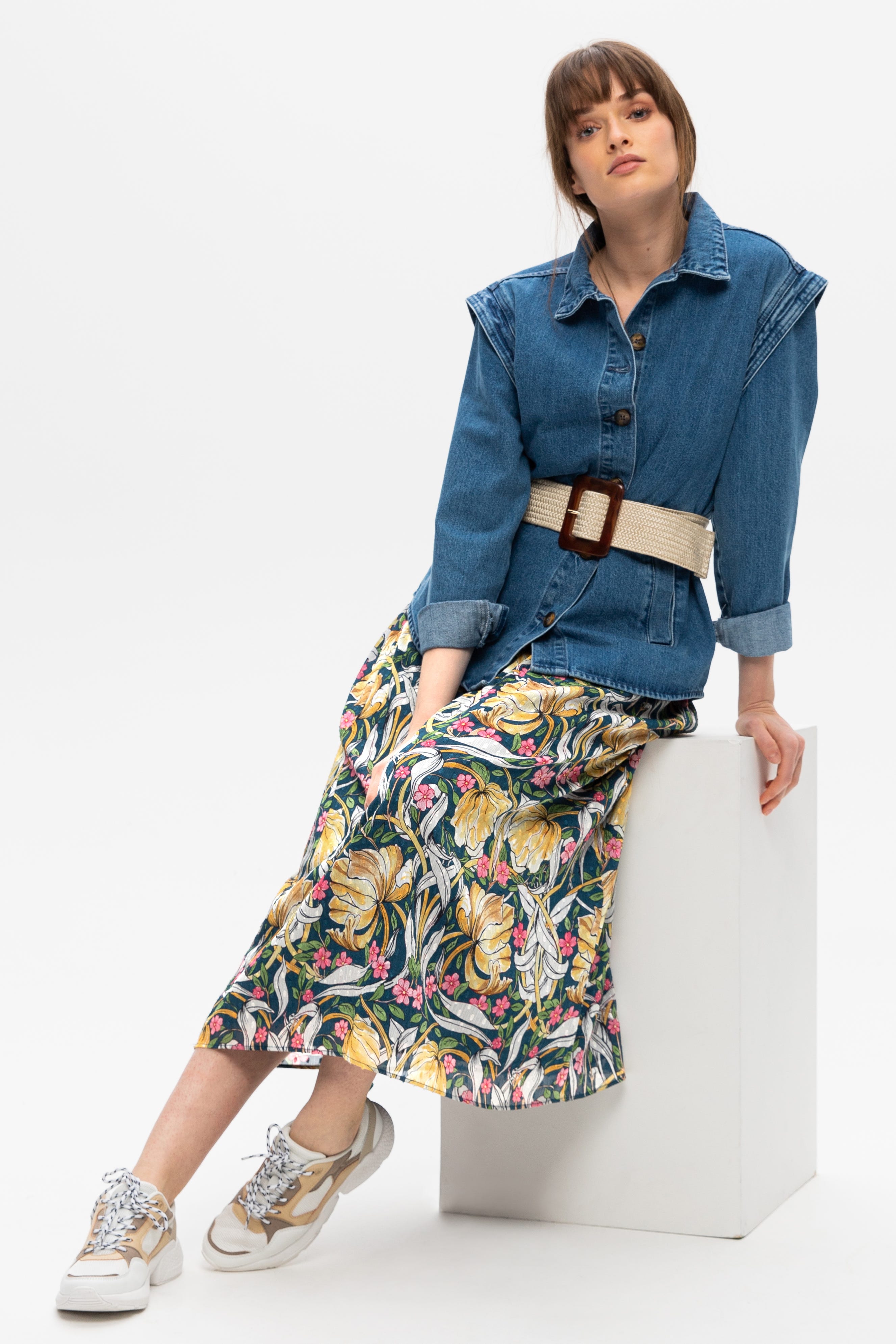 Long Patterned Skirt Multicolour Print
