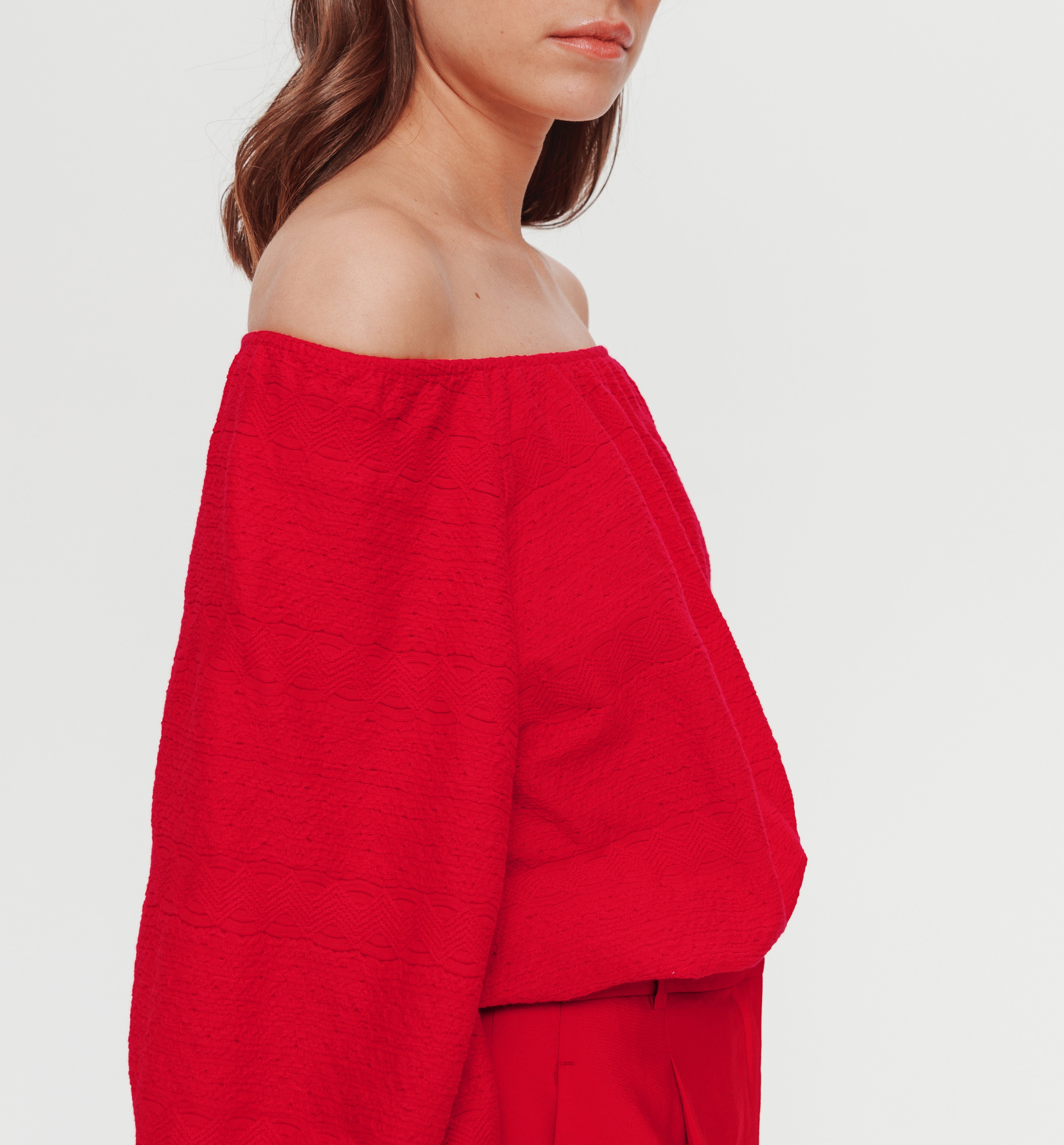 Off-shoulder Bardot top - Red