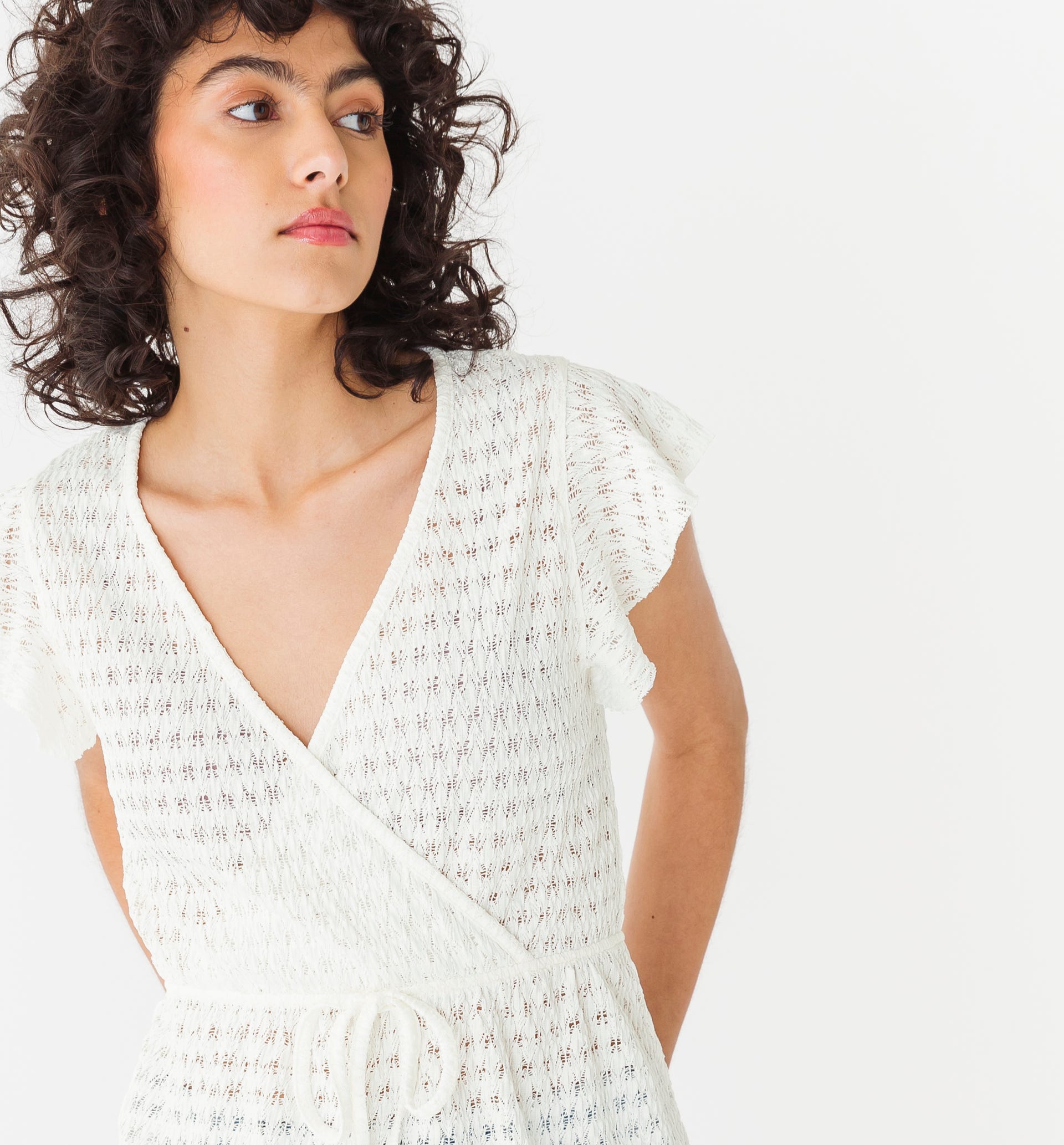 Openwork crossover top - Ecru