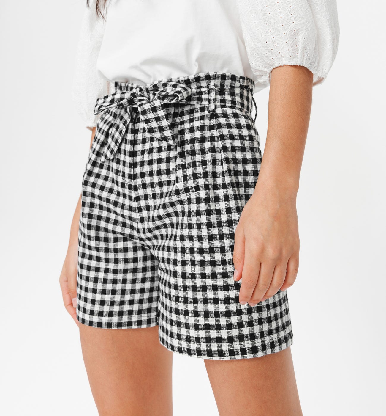 Gingham checked shorts - Black checks