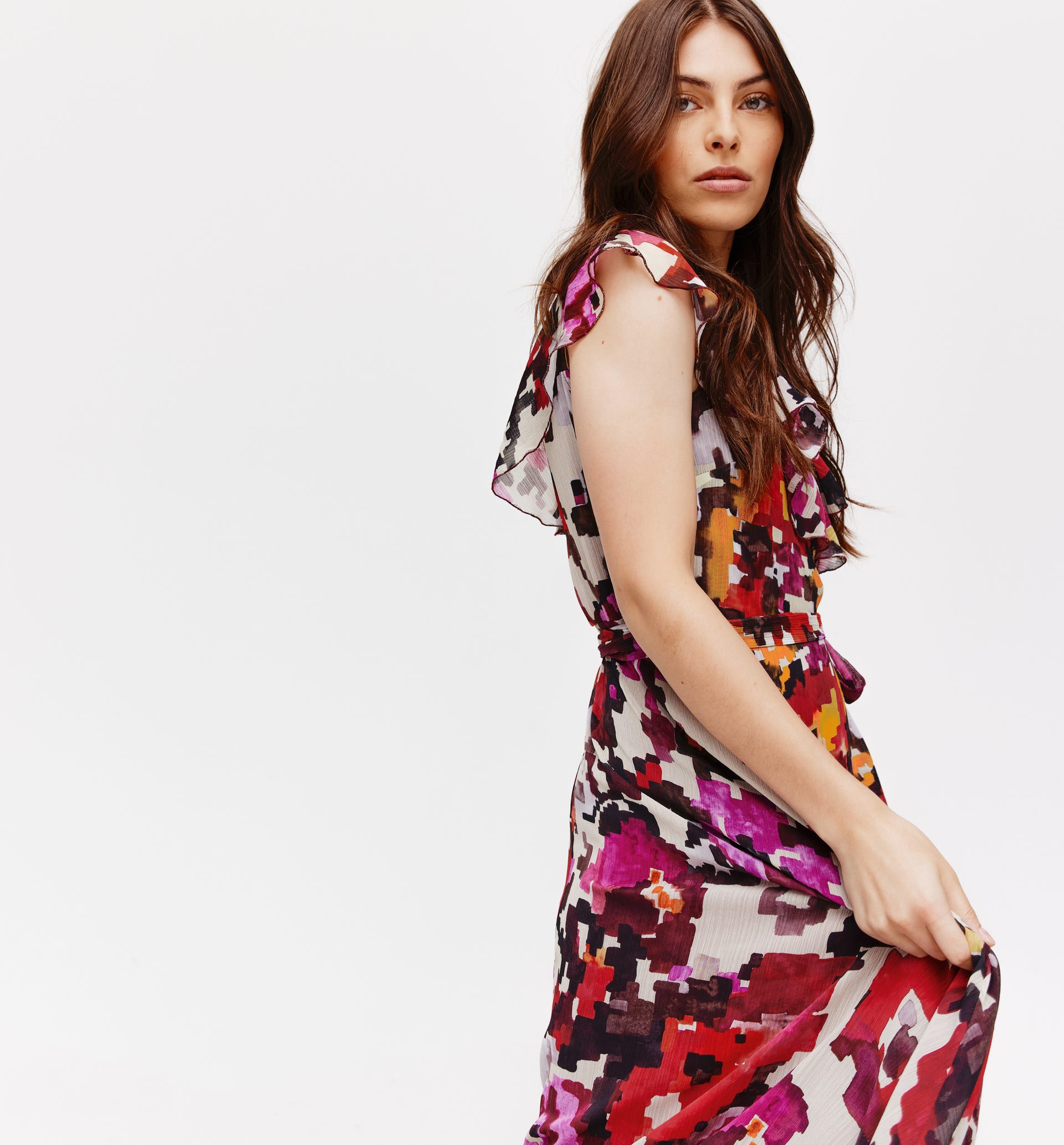 Patterned Crossover Dress Ecru Print