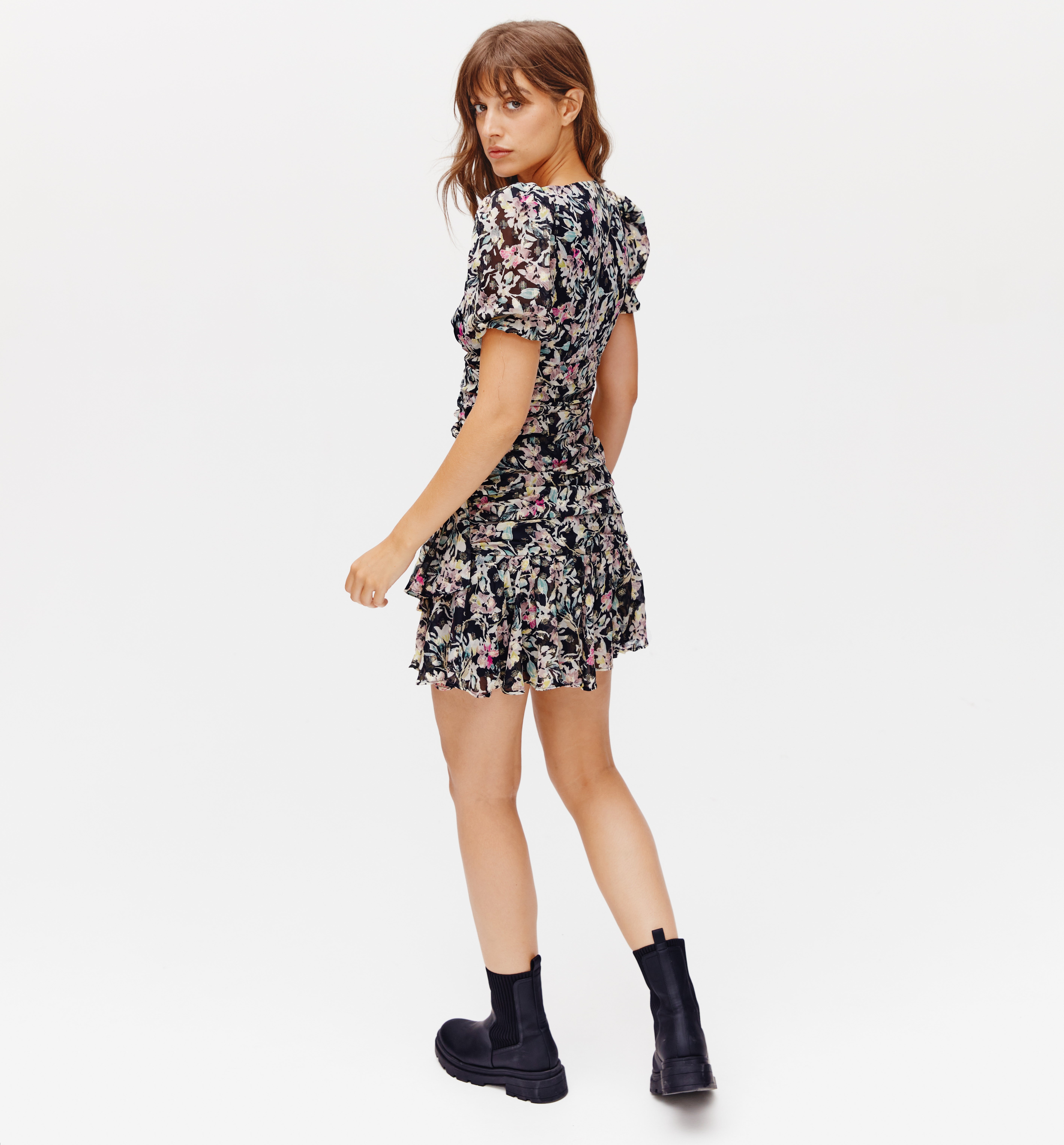 Short frilly dress - Multicolour print