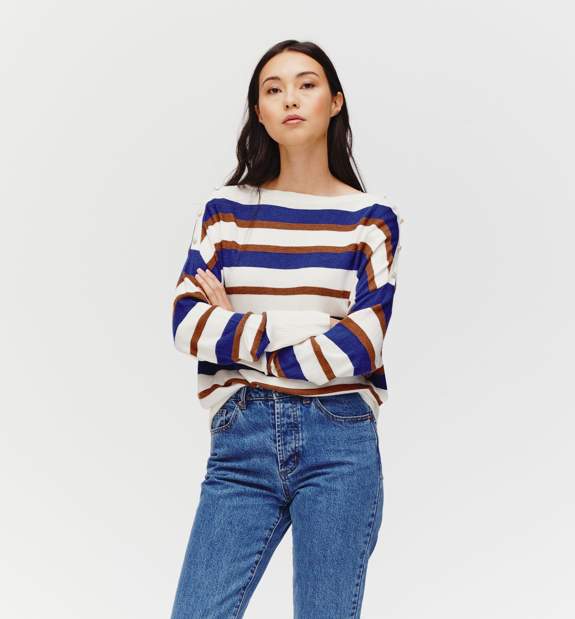 Oversized nautical jumper - Blue stripes