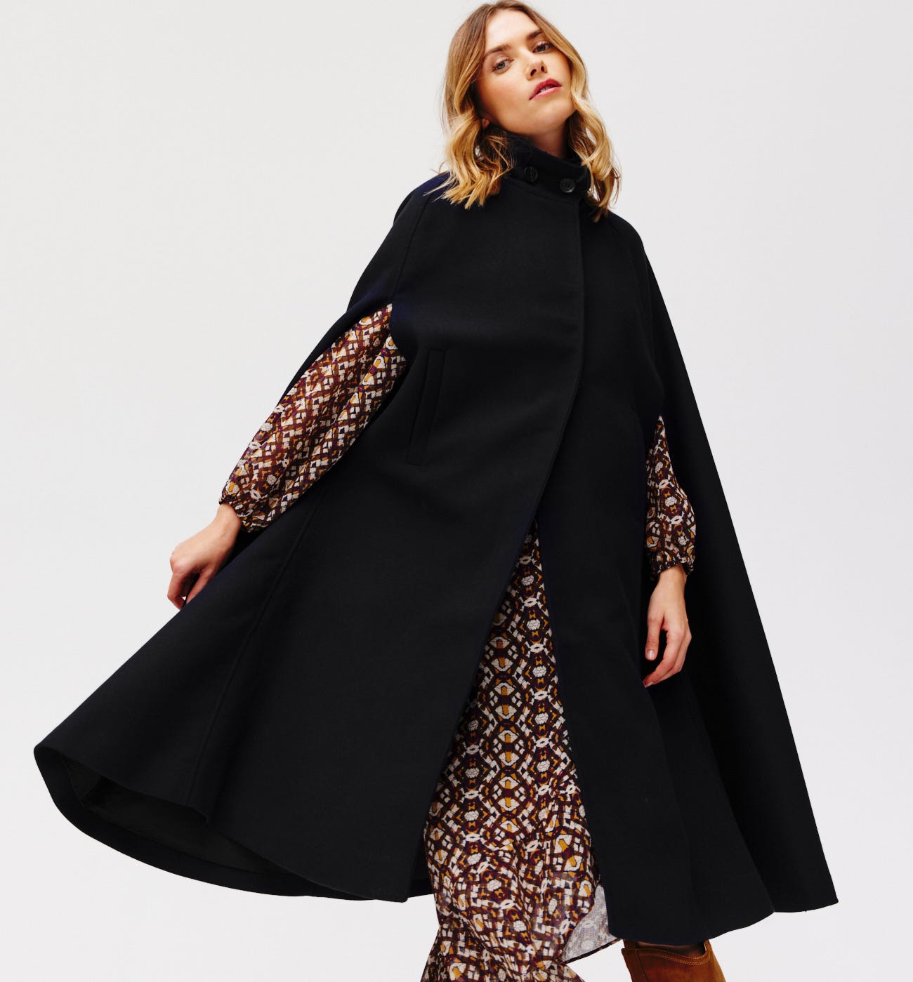 Long cape - Navy blue