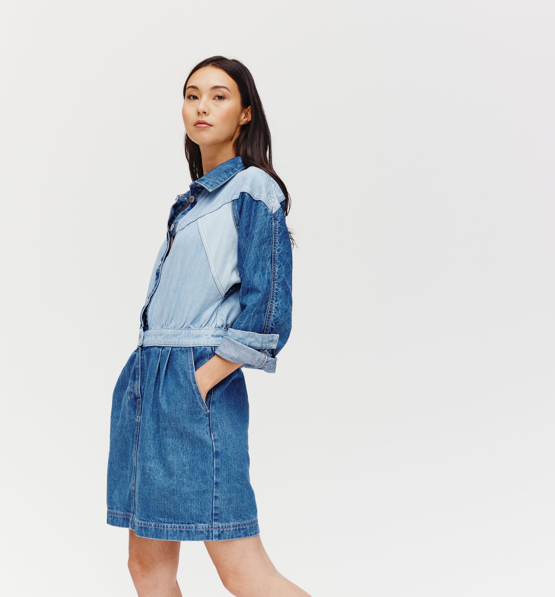 Patchwork denim dress - Medium denim