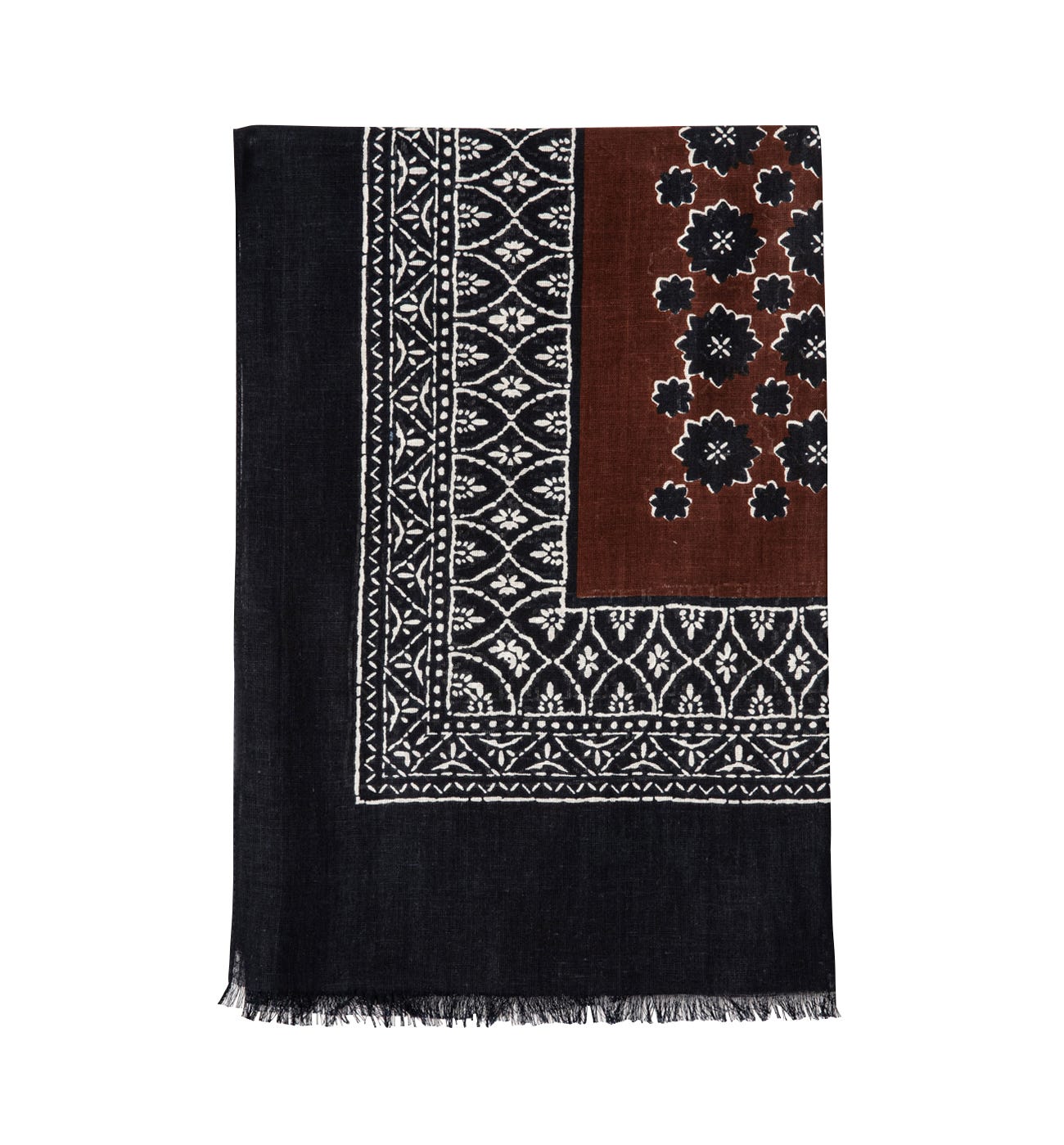 Patterned cheche scarf - Chestnut brown