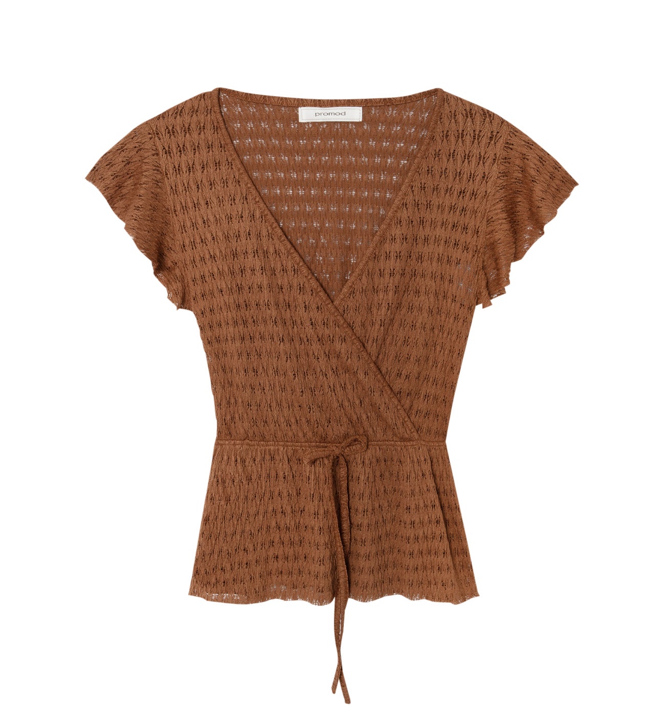 Openwork crossover top - Cognac
