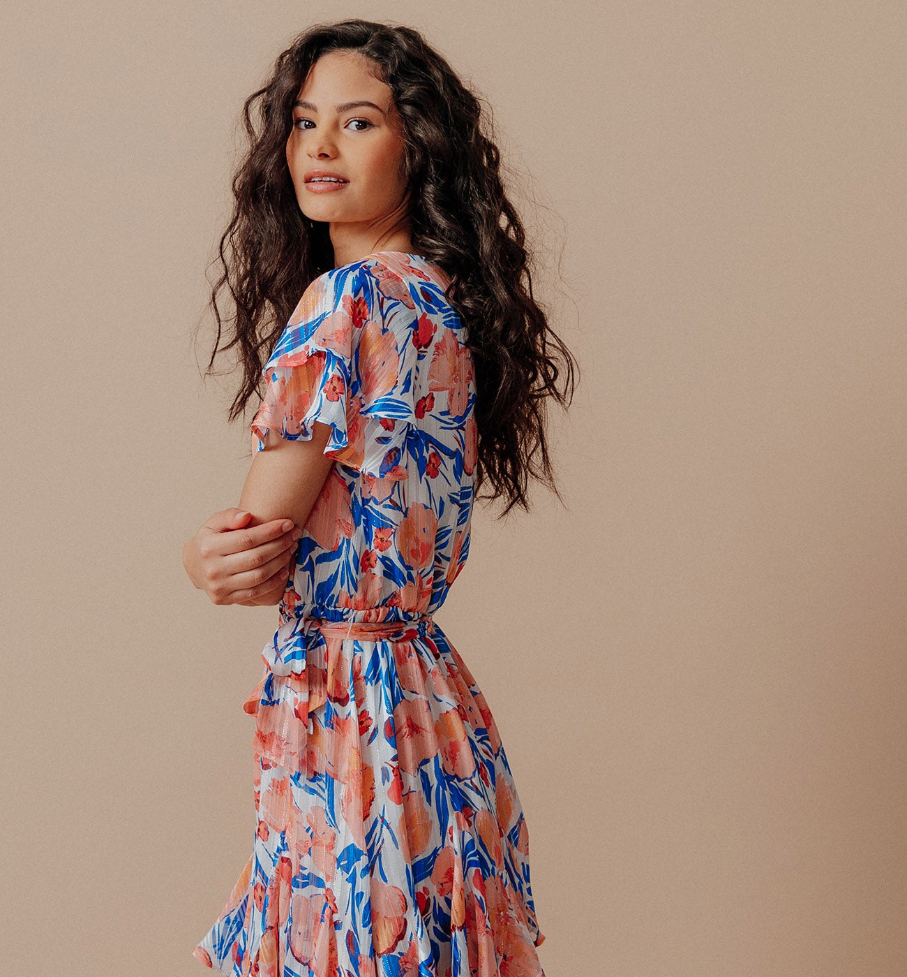 Robe - Mi-cuisse - Ecru print