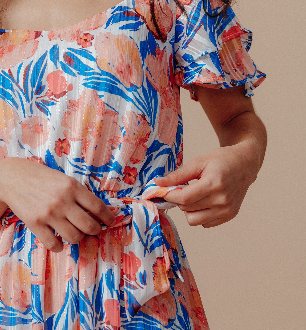 Robe - Mi-cuisse - Ecru print