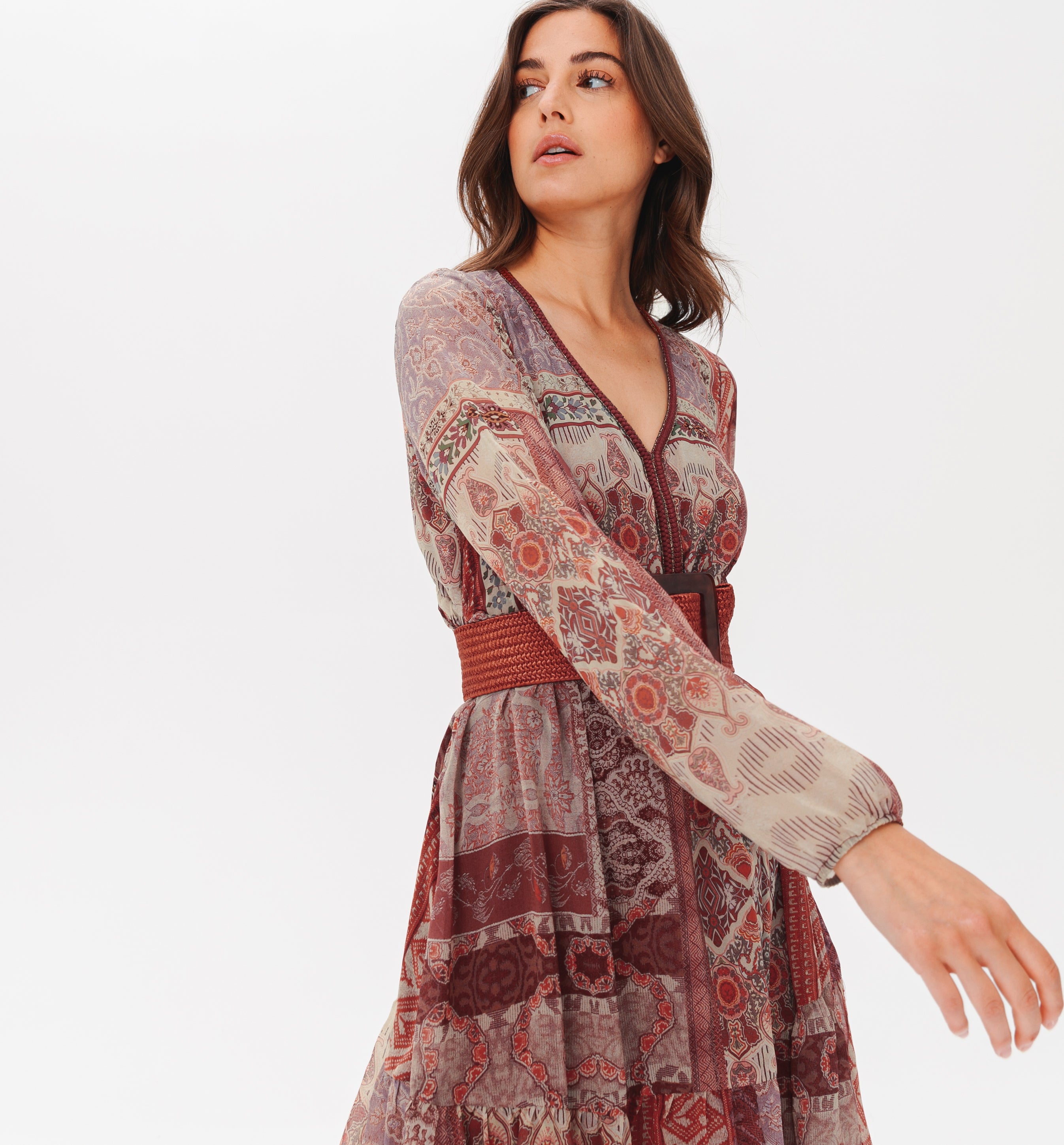 Patterned voile dress - Multicolour print