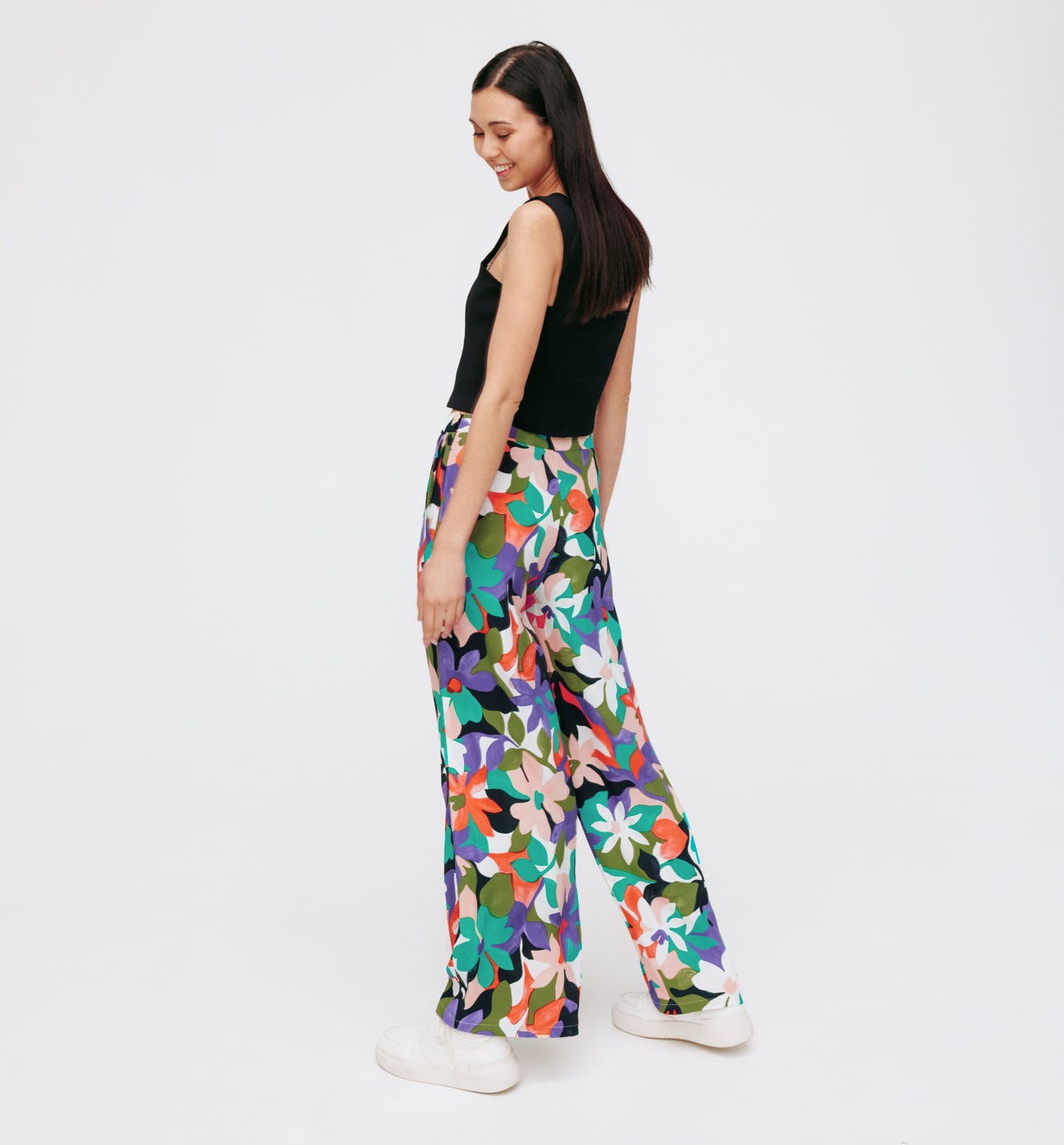 Wideleg patterned trousers - Multicolour print