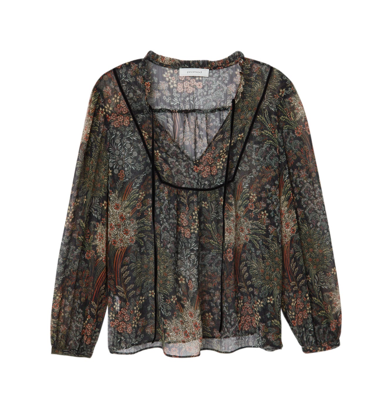 Patterned voile blouse - Black print