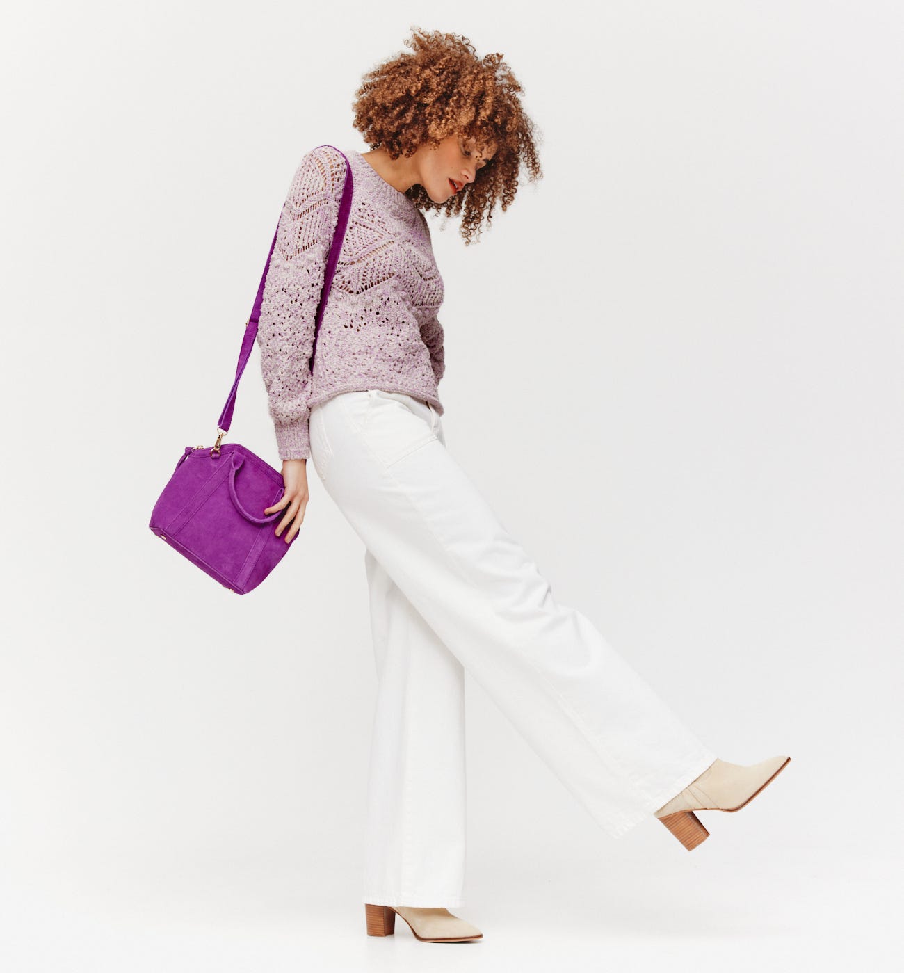 Fancy openwork jumper - Parma red