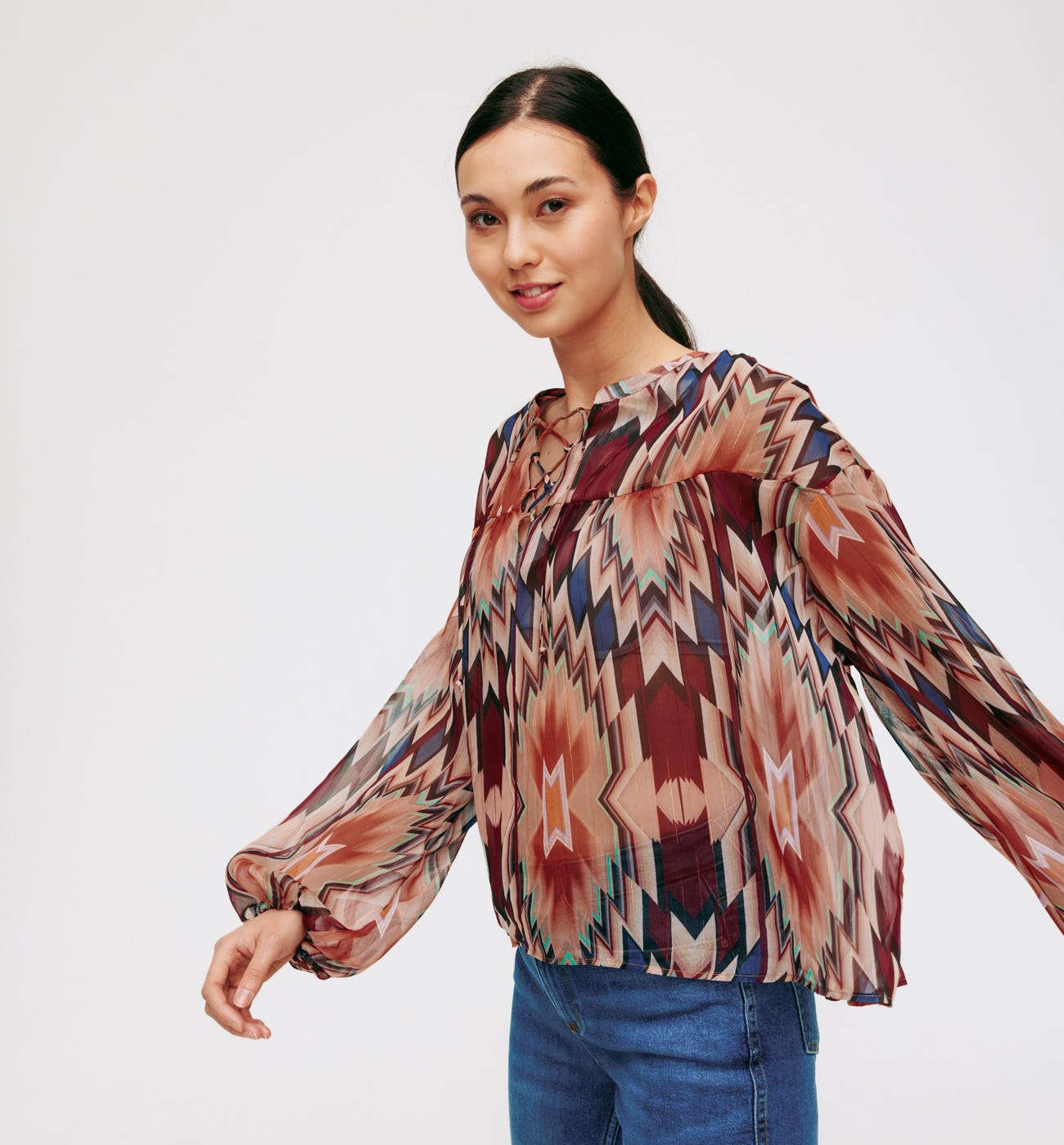 Patterned voile blouse - Multicolour print
