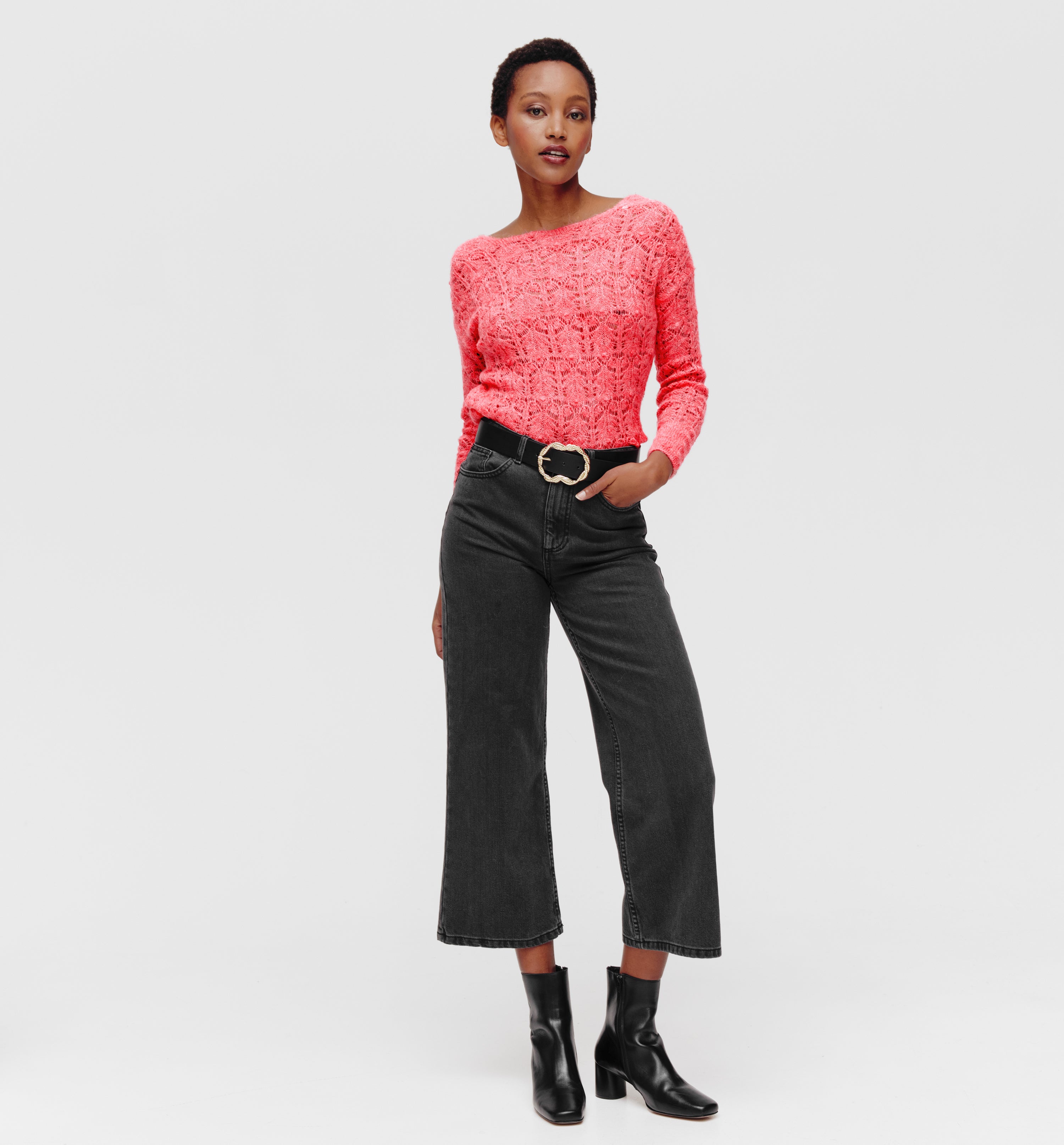 Crossover-effect 2-way jumper - Pink