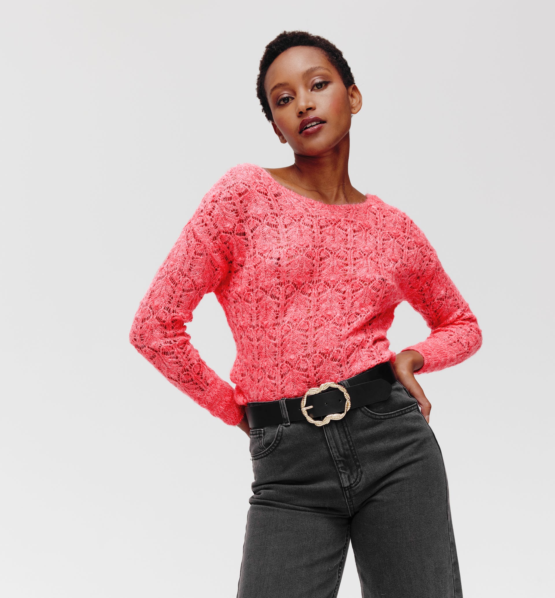 Crossover-effect 2-way jumper - Pink