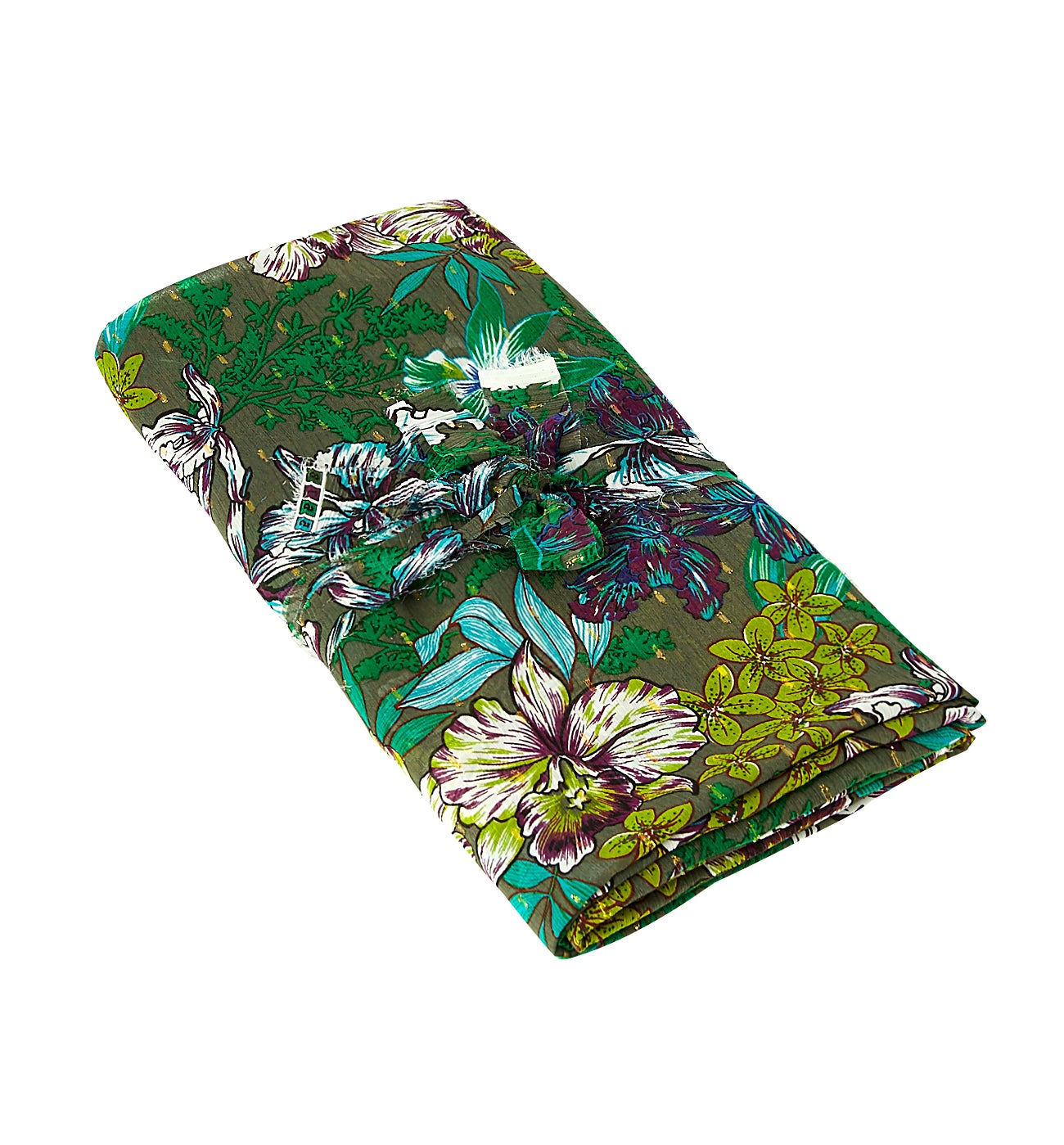 Patterned voile fabric cut - Khaki print