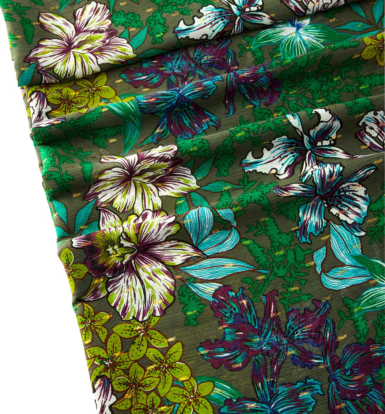 Patterned voile fabric cut - Khaki print