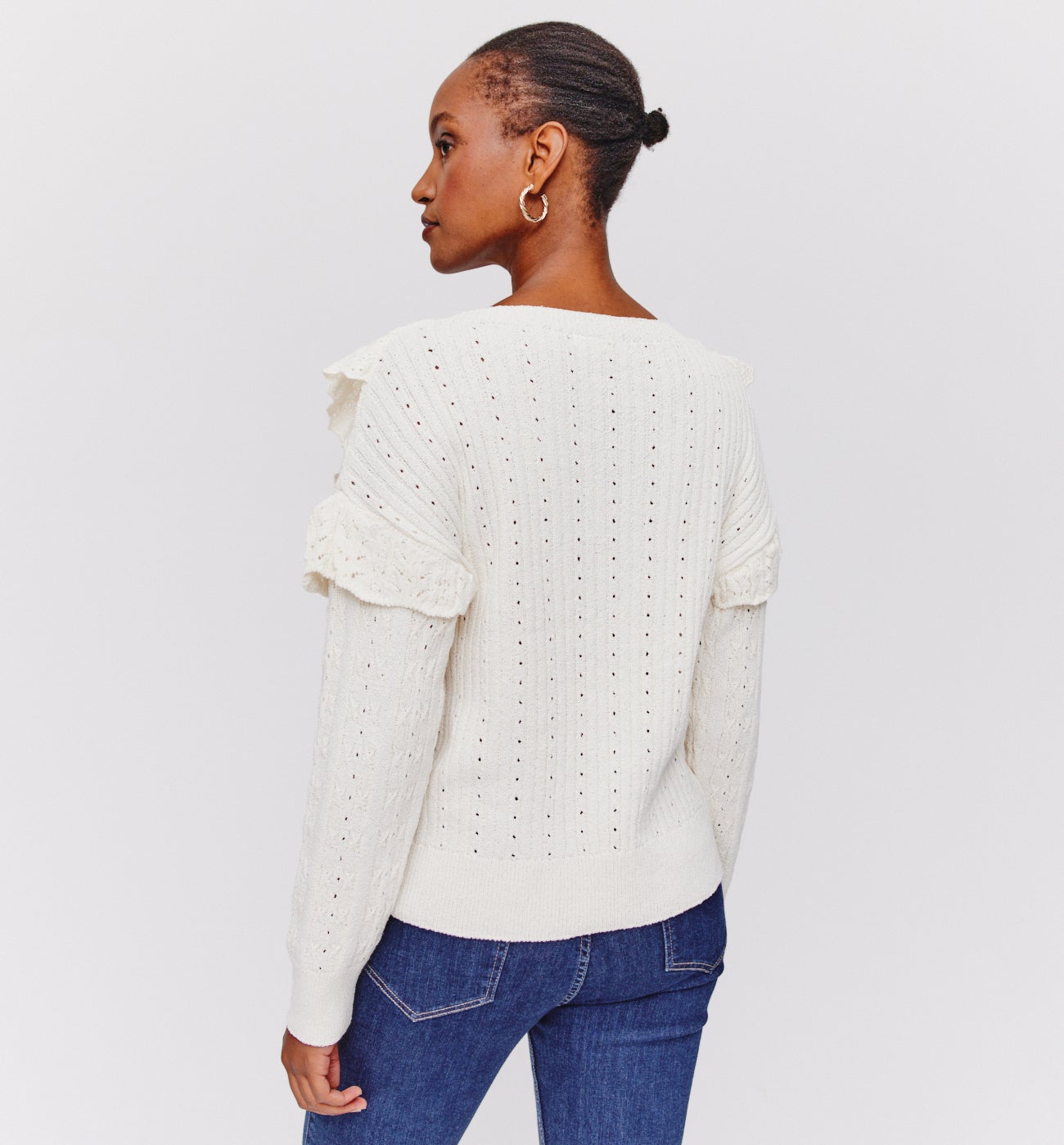 Fancy frilly jumper - Ecru