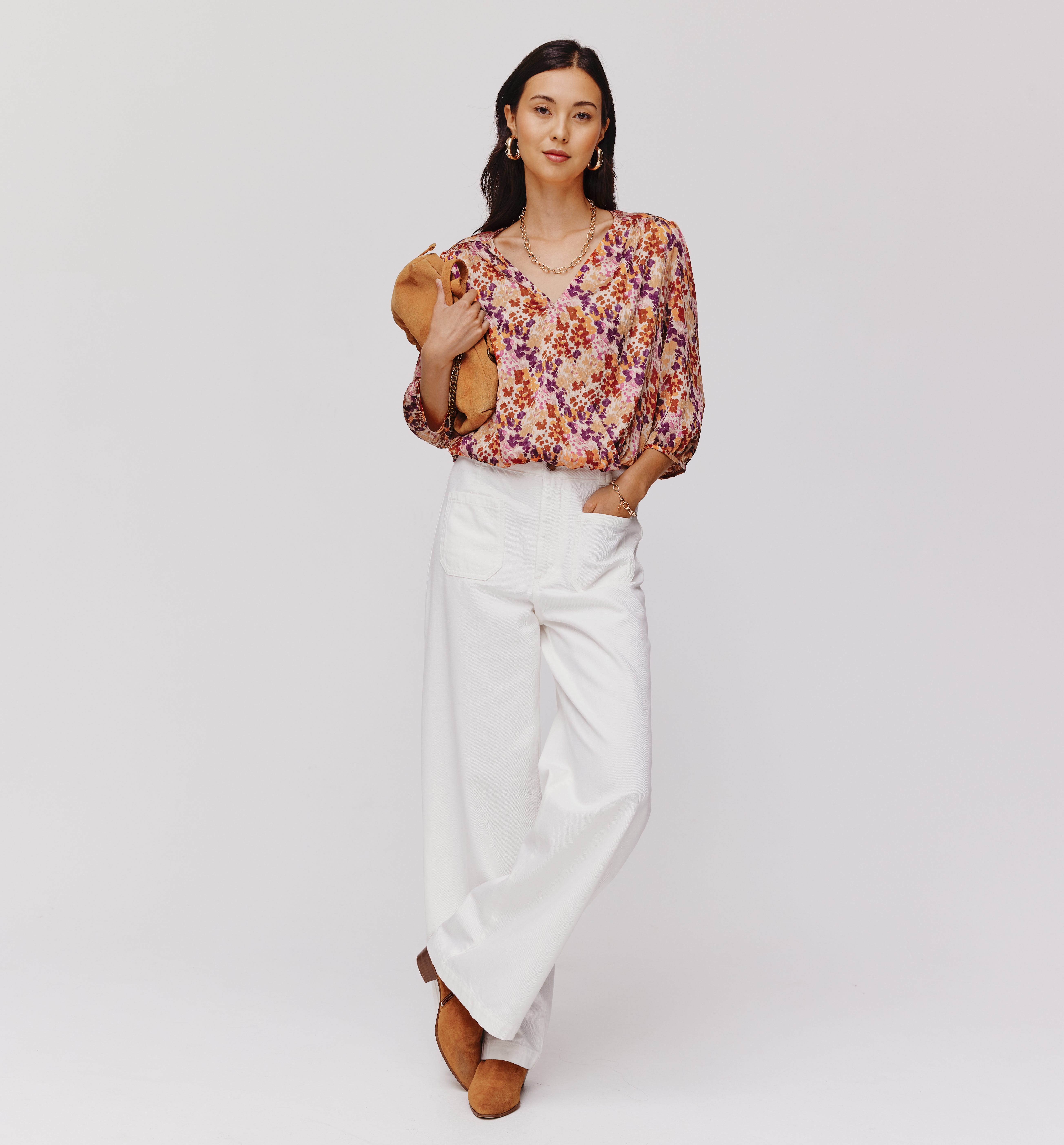 Patterned crossover blouse - Multicolour print