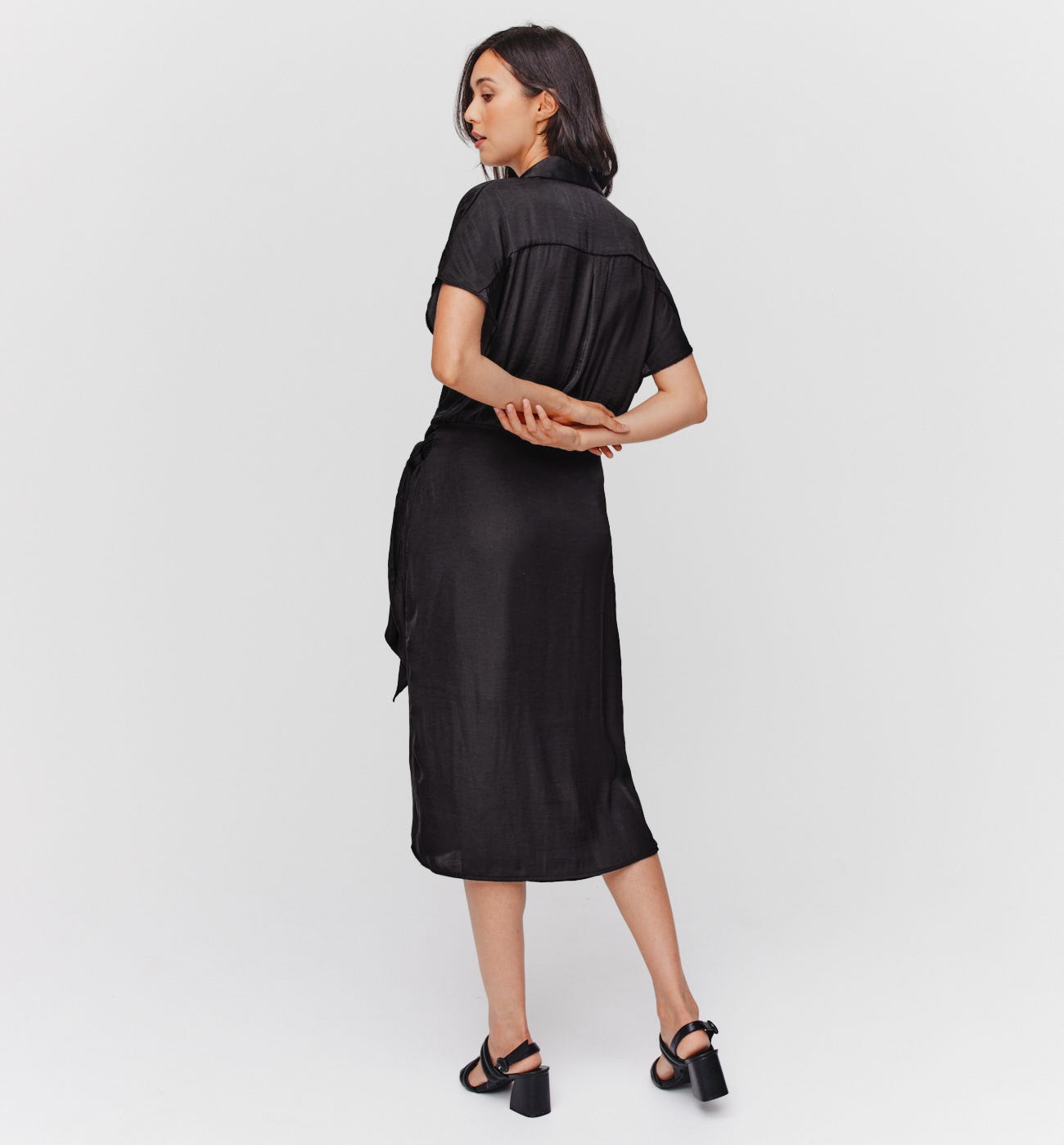 Silky crossover dress - Black