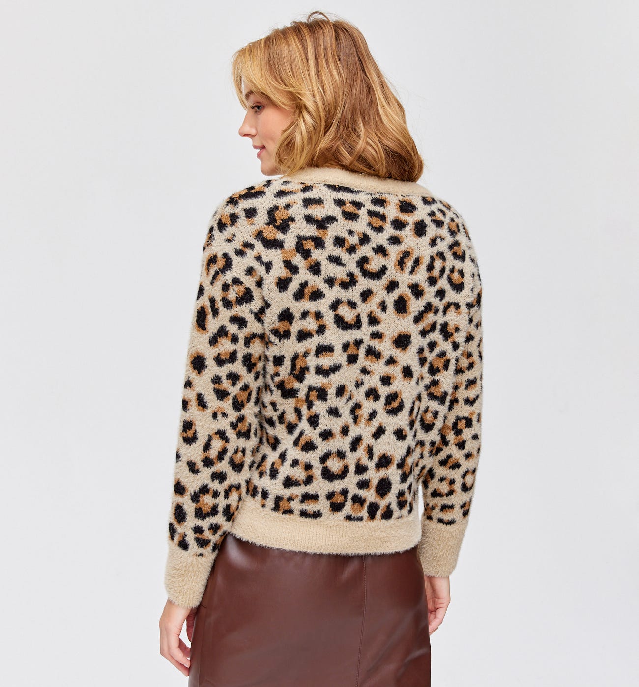 Leopard patttern jumper - Camel