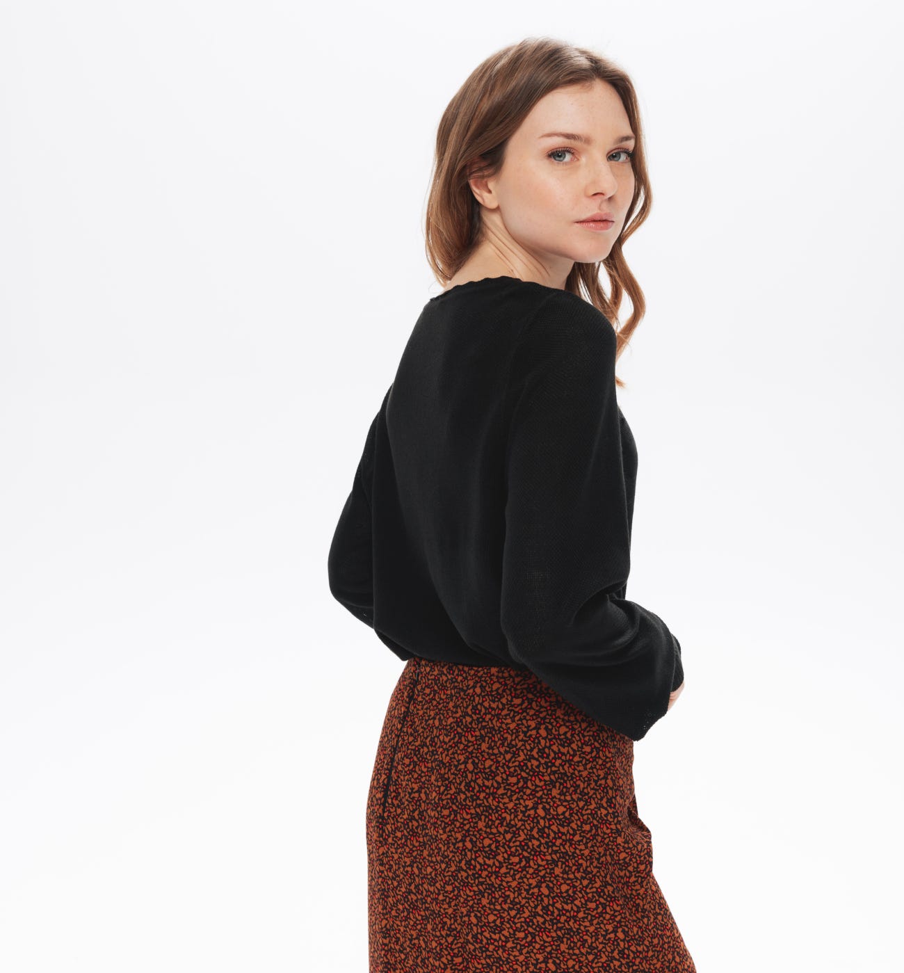 Retro round neck jumper - Black