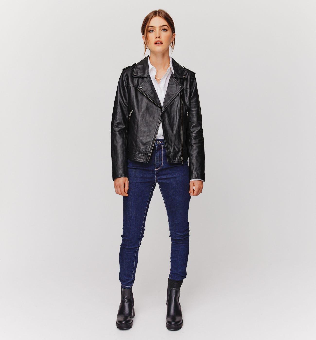 Leather rock jacket - Black