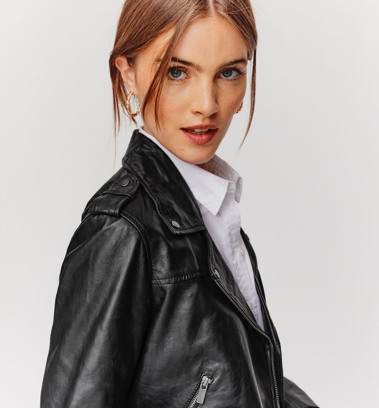 Leather rock jacket - Black