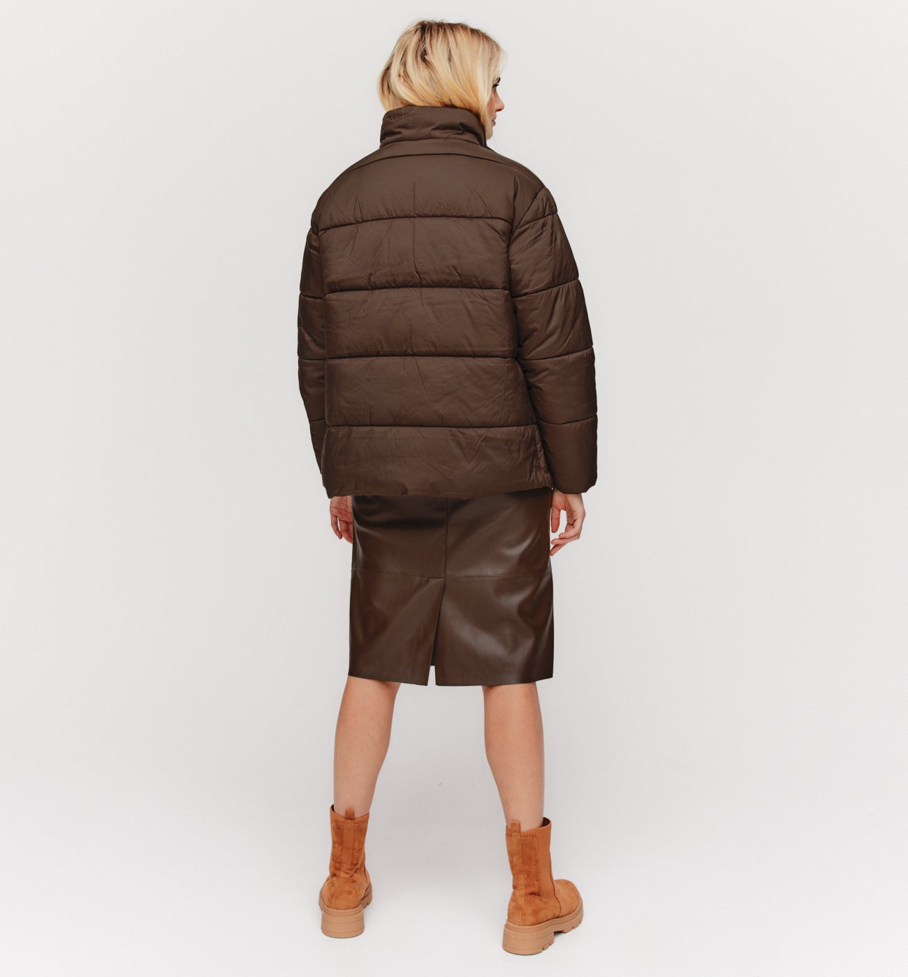 Plain padded jacket - Soft chestnut