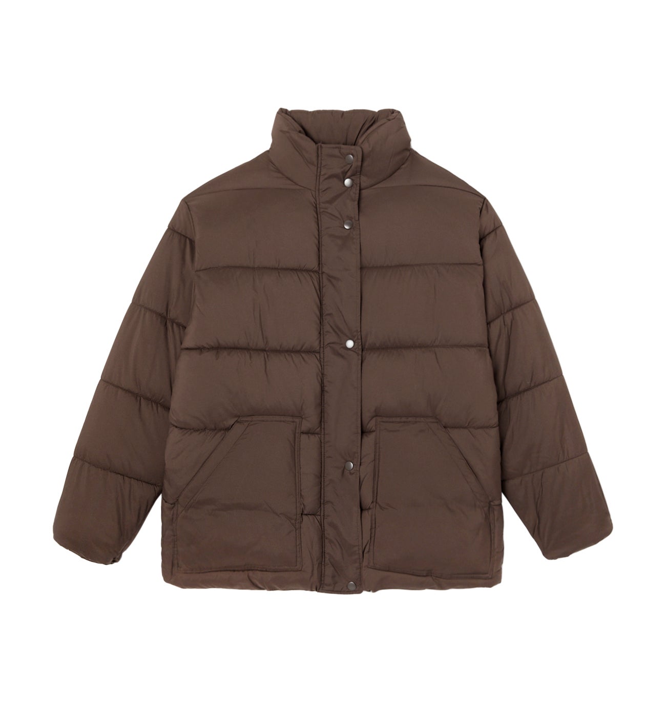 Plain padded jacket - Soft chestnut