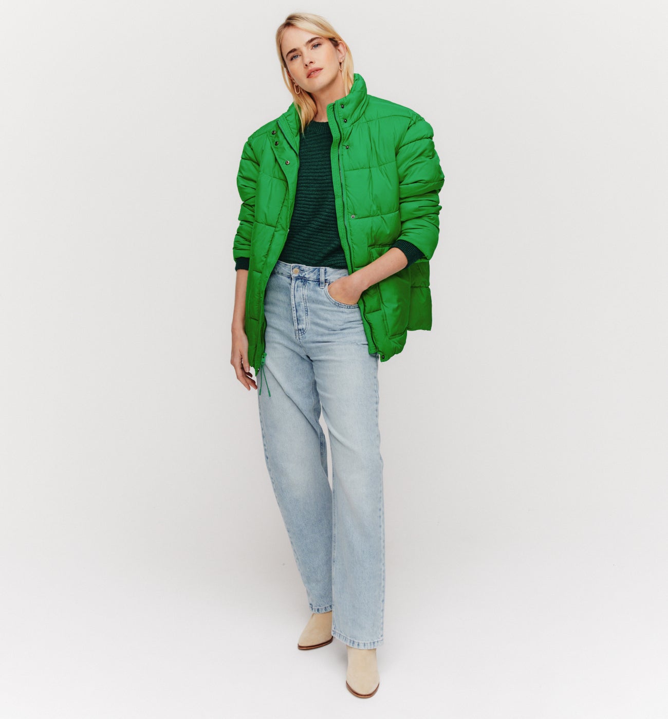 Plain padded jacket - Green