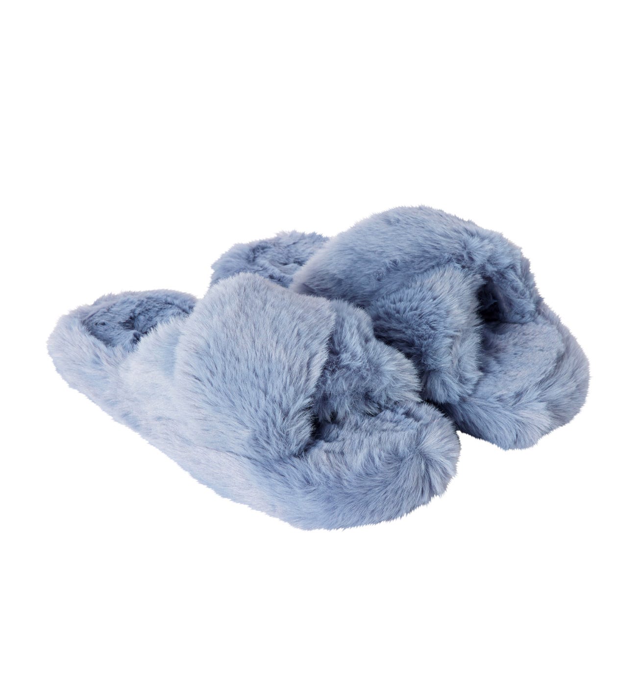 Faux fur slippers - Navy blue