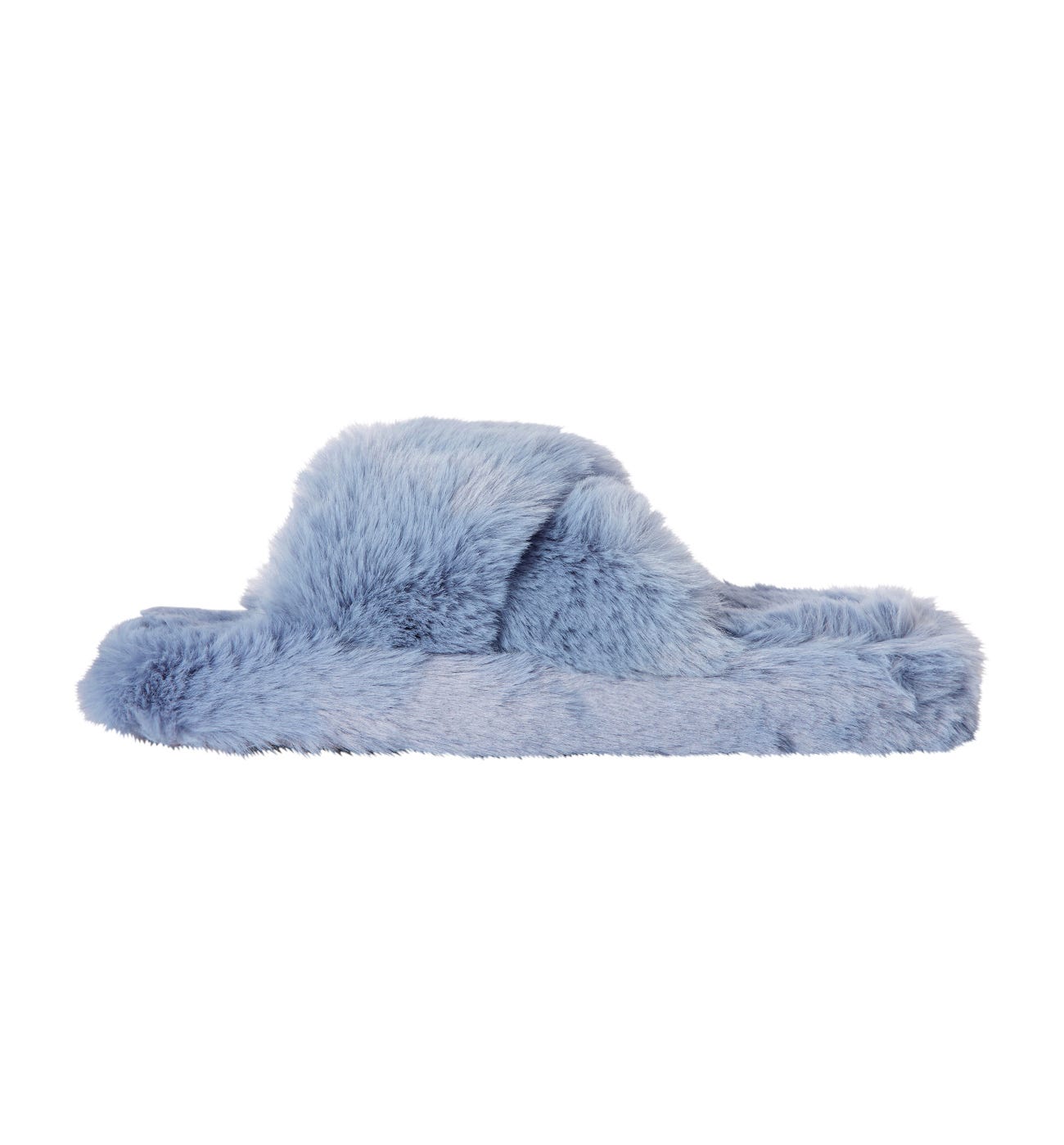 Faux fur slippers - Navy blue