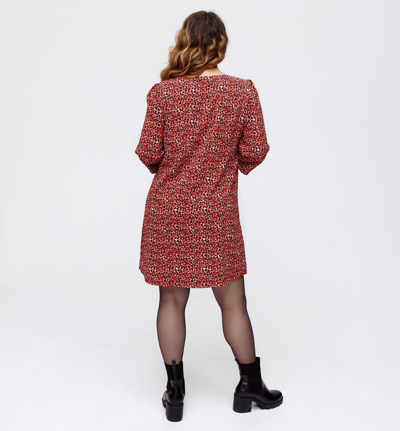 Short flared dress - Red print