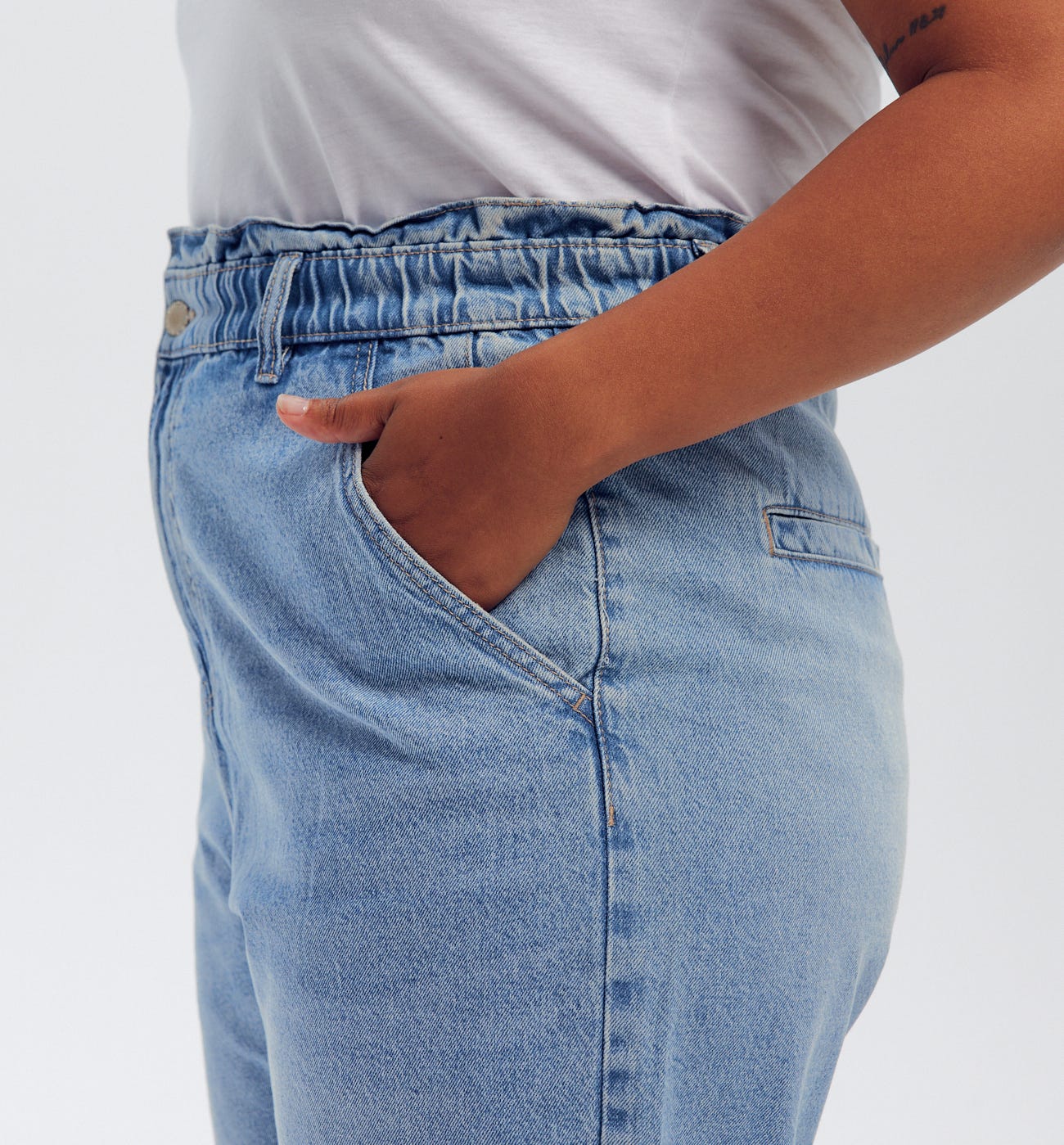 High-waist balloon jeans - Light denim