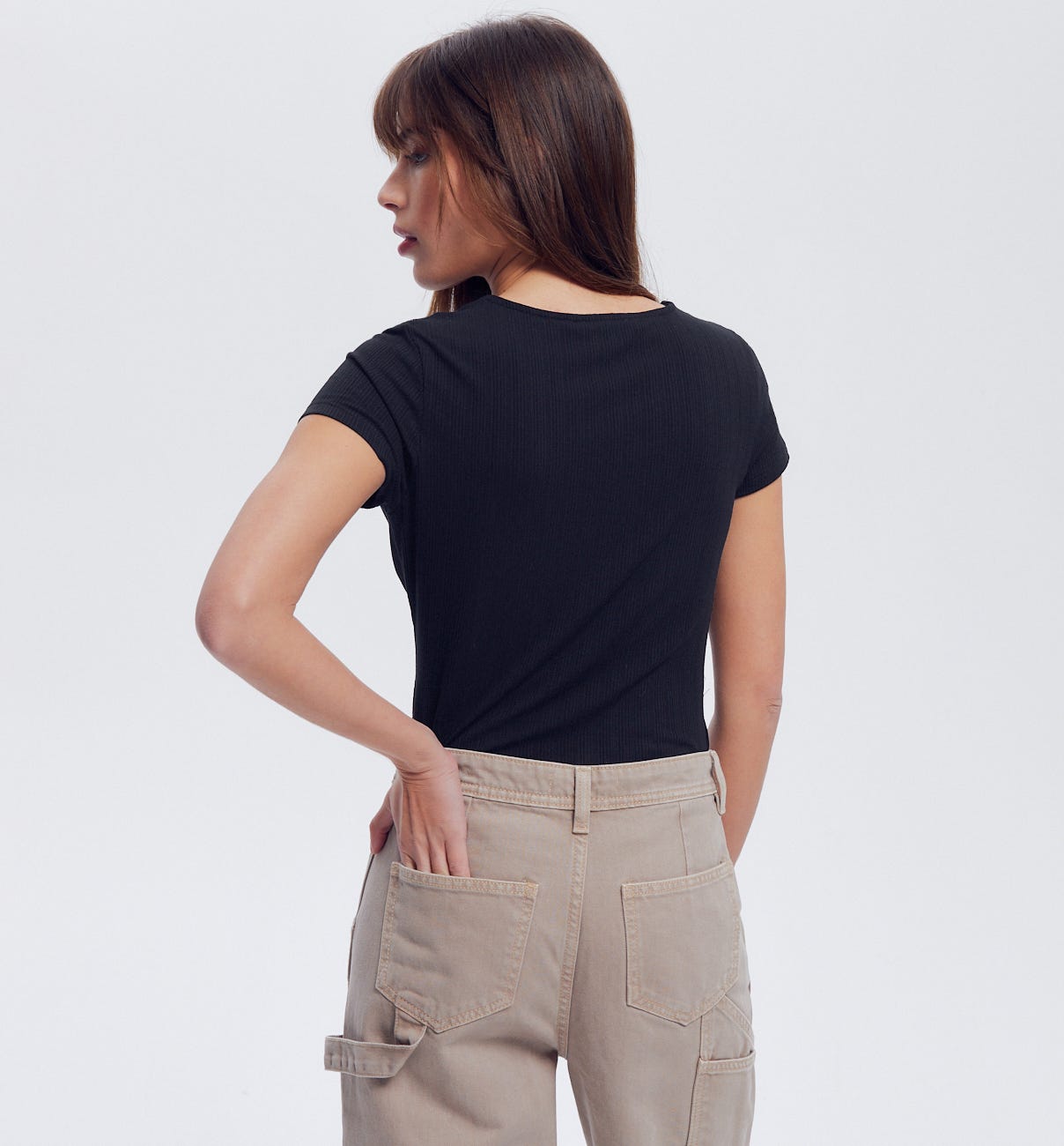 Crossover v-neckline top - Black