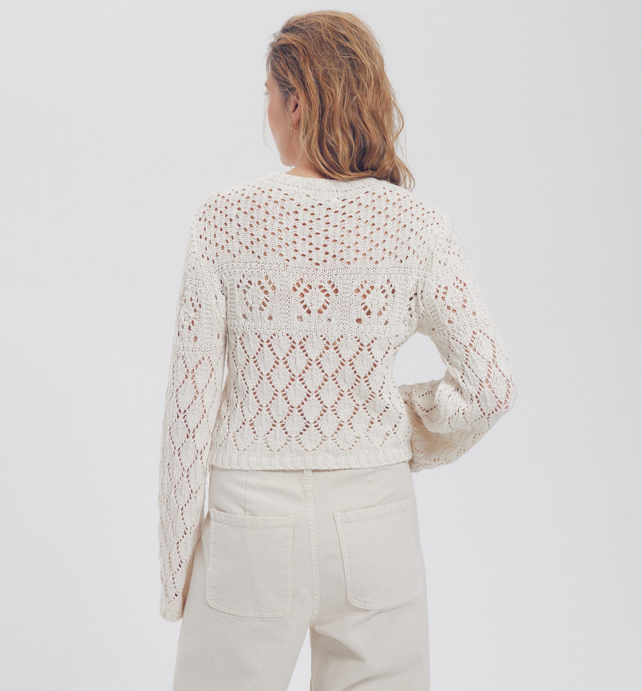 Short crochet style jumper - Ecru
