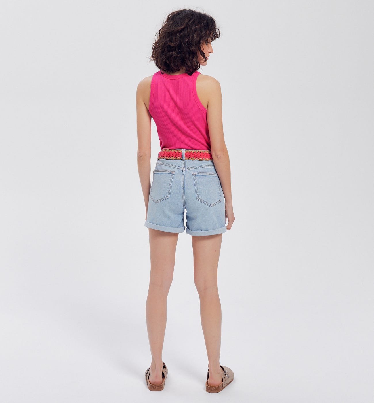 Ribbed sleeveless top - Pink