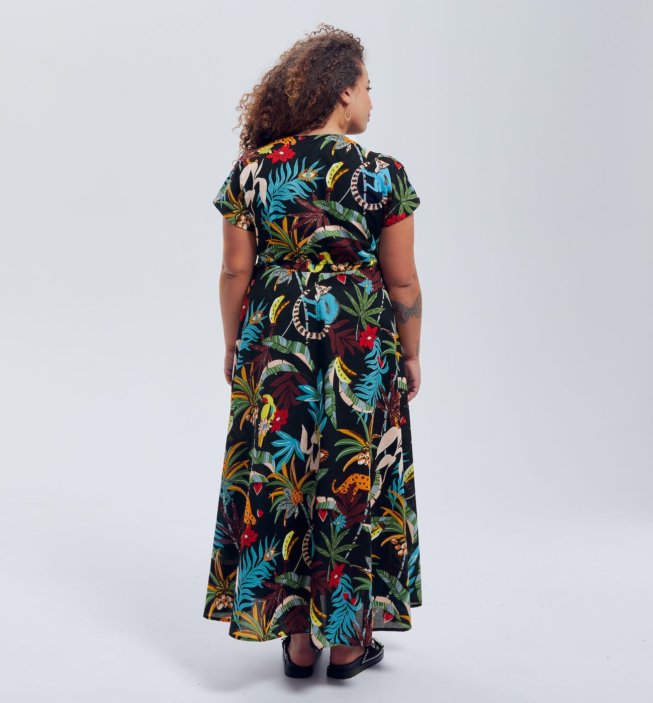 ELEONOR long patterned dress - Black print