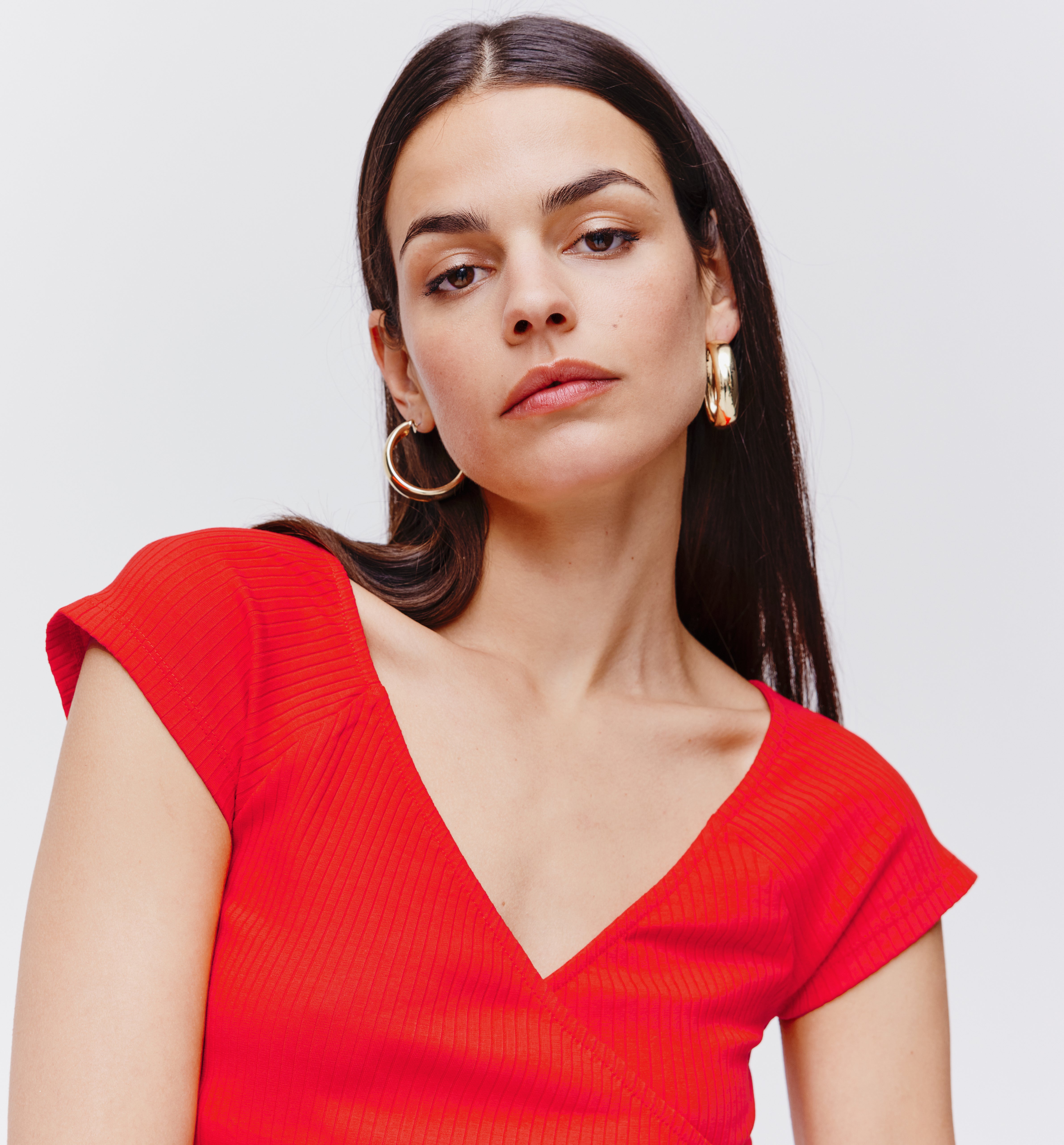 Plain cropped top - Red