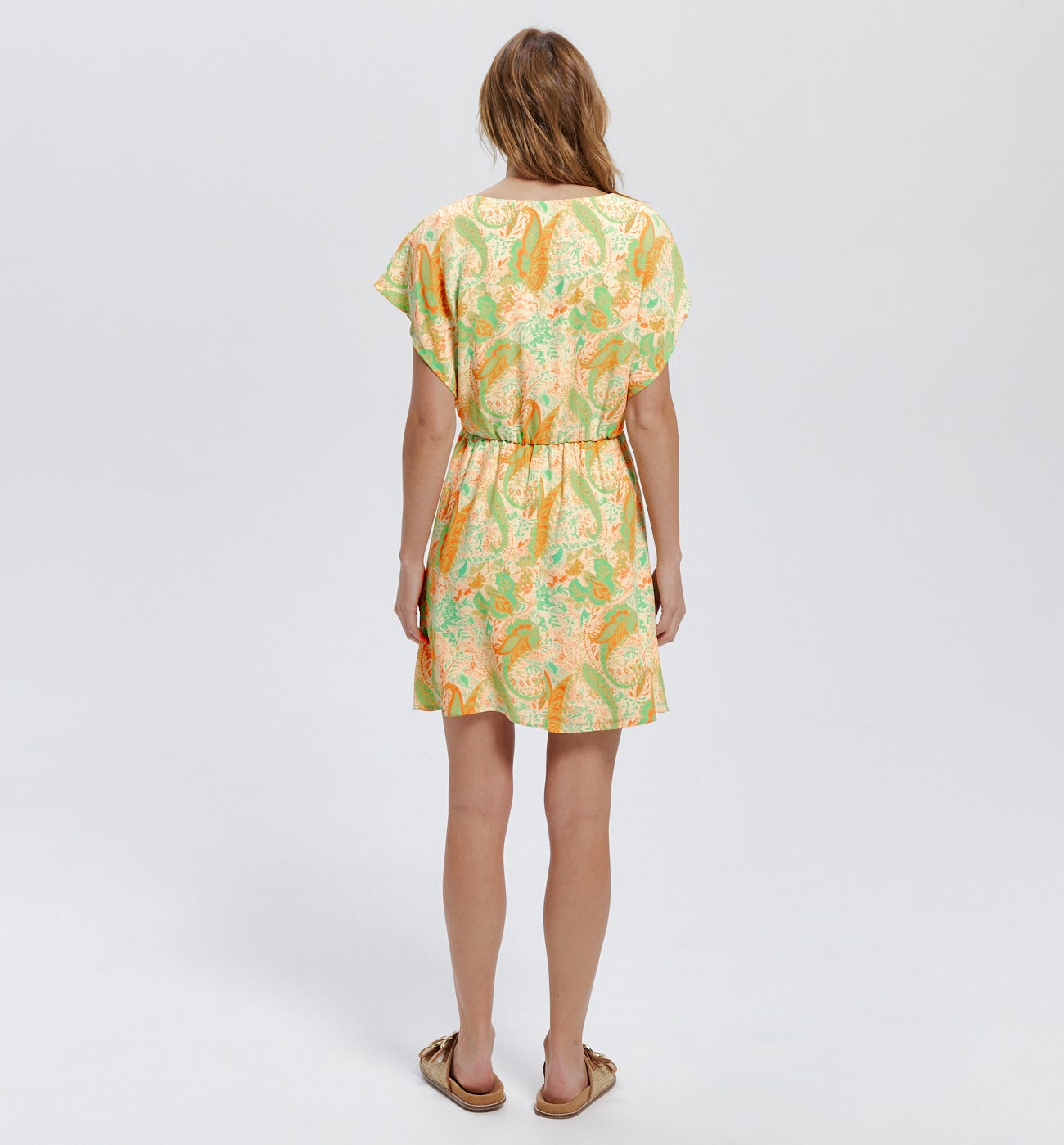 Short patterned dress - Ecru print