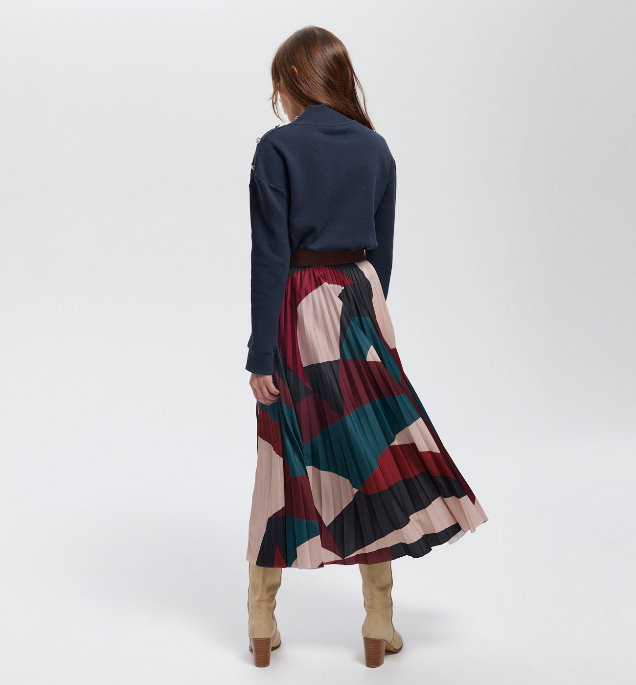 Patterned pleated skirt - Orange print