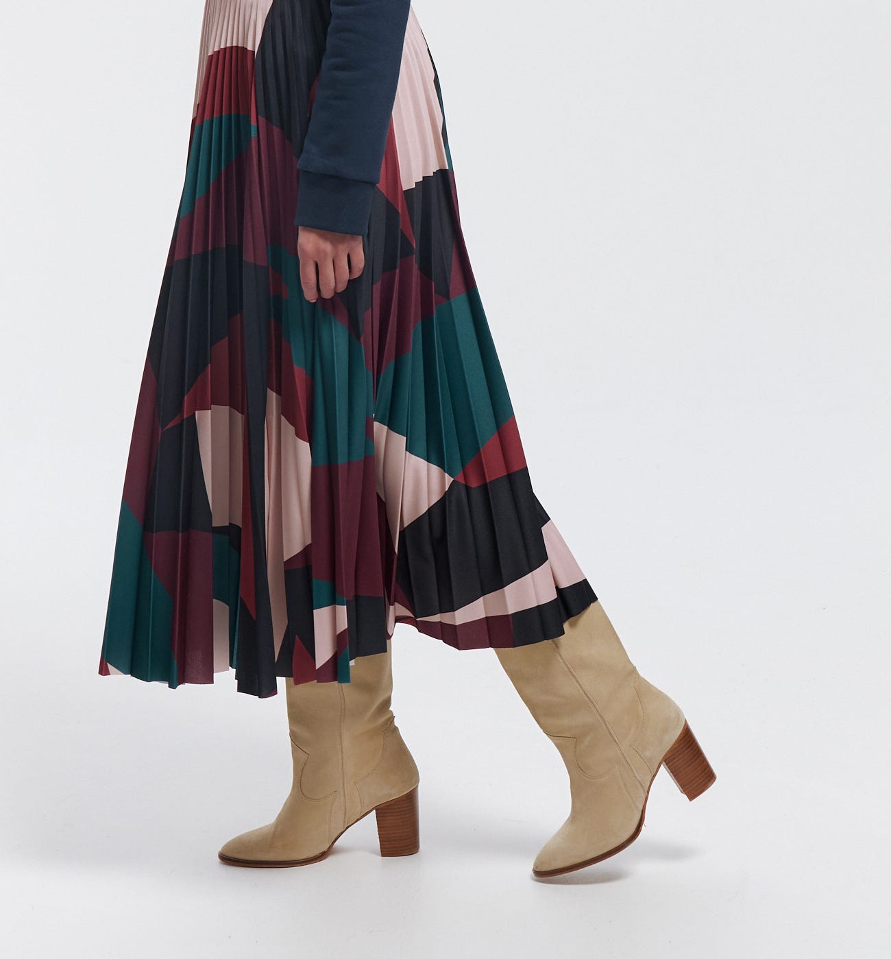 Patterned pleated skirt - Orange print