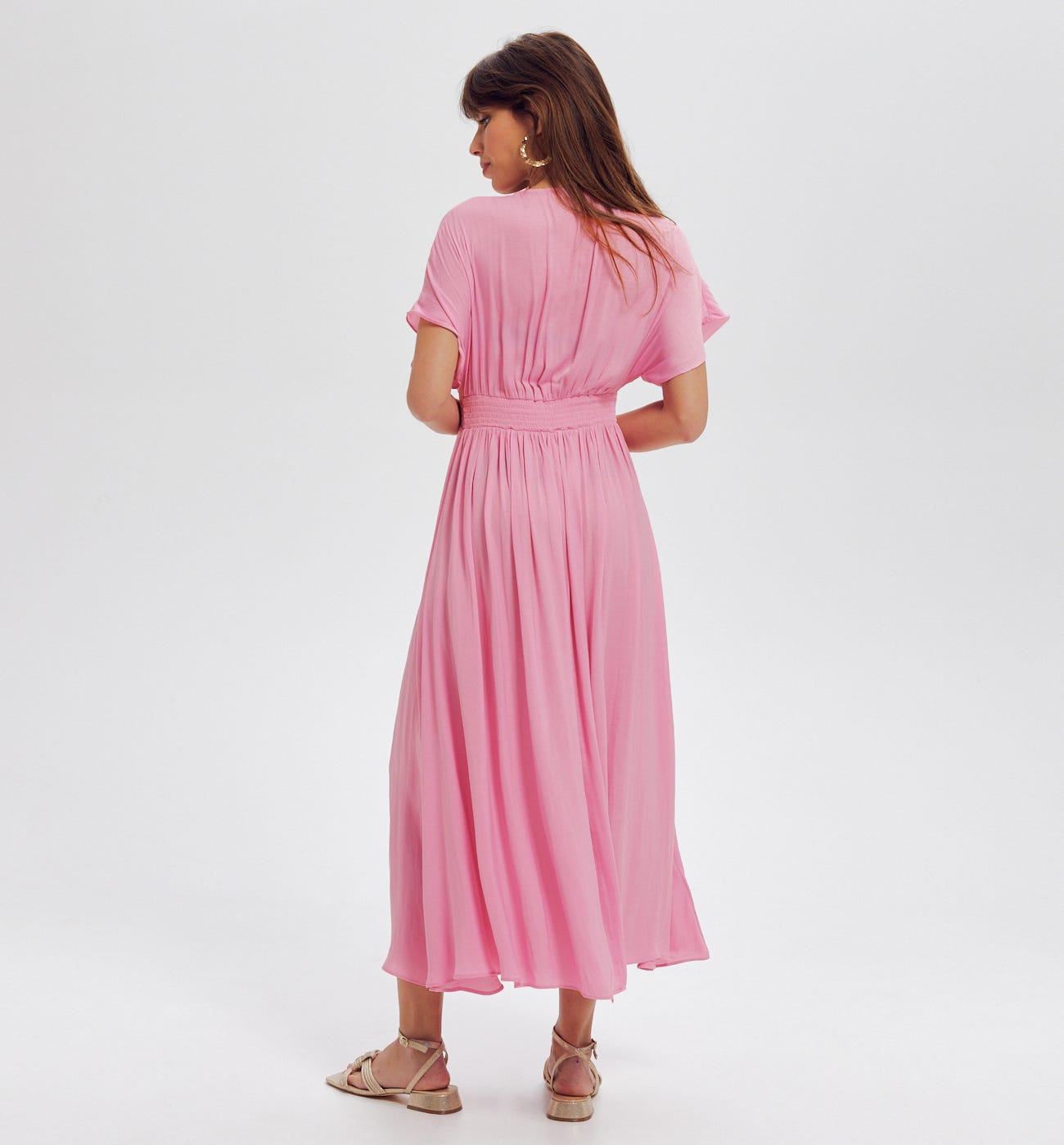 Long satin dress - Pink