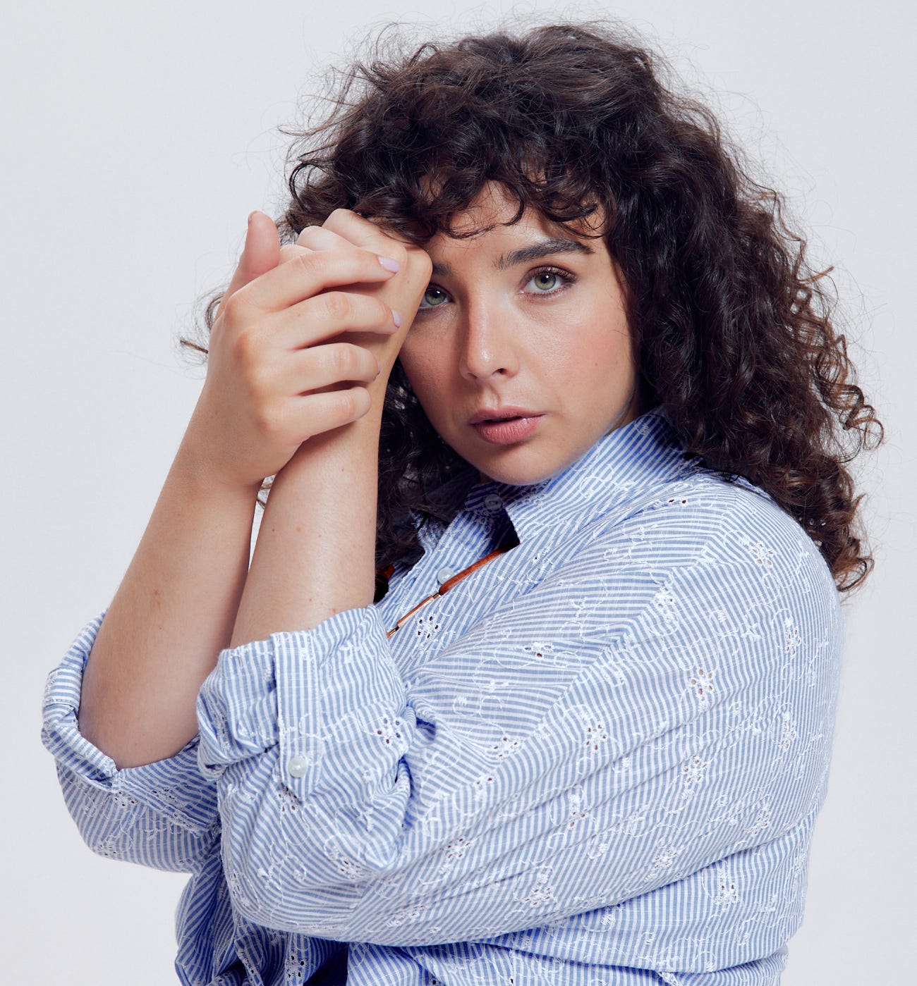 Oversized Striped Shirt Navy Blue Stripes