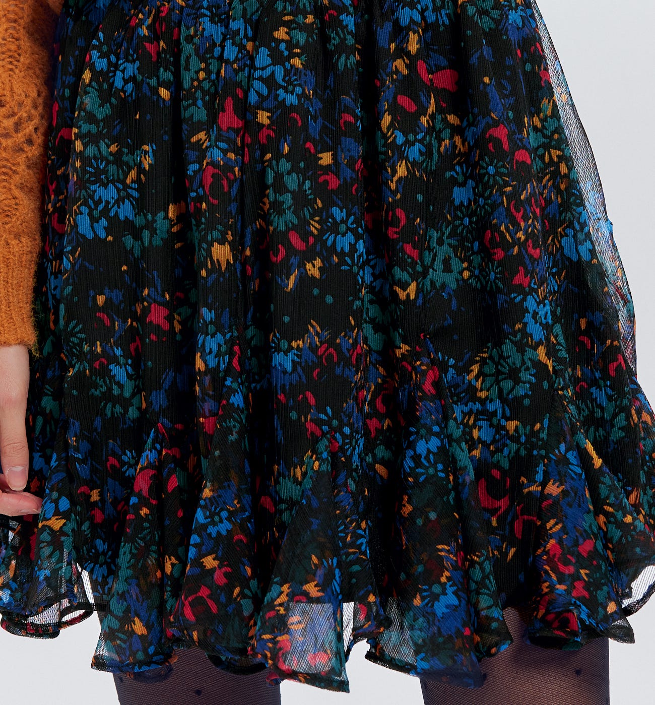 Short patterned skirt - Black print