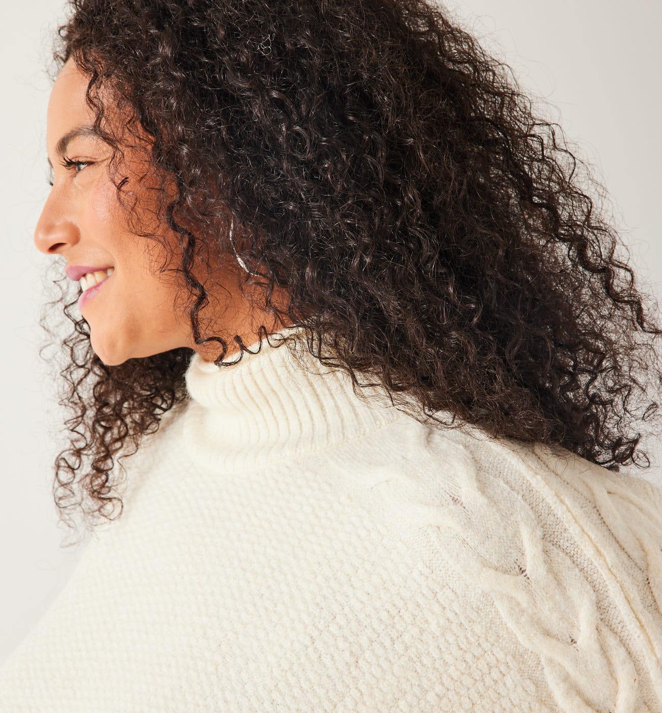 Loose Raised Neckline Jumper Ecru